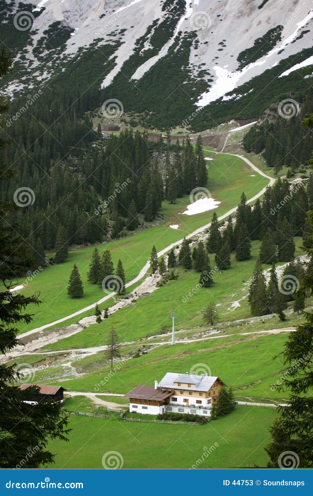 Alpine Valley With Buildings Stock Image | CartoonDealer.com #189410503