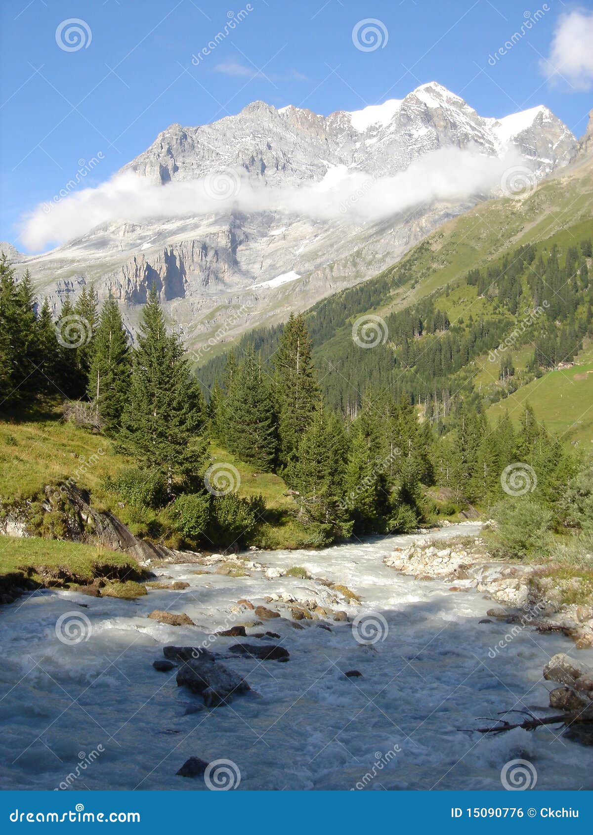 Alpine Valley in Switzerland Stock Photo - Image of blue, landscape ...