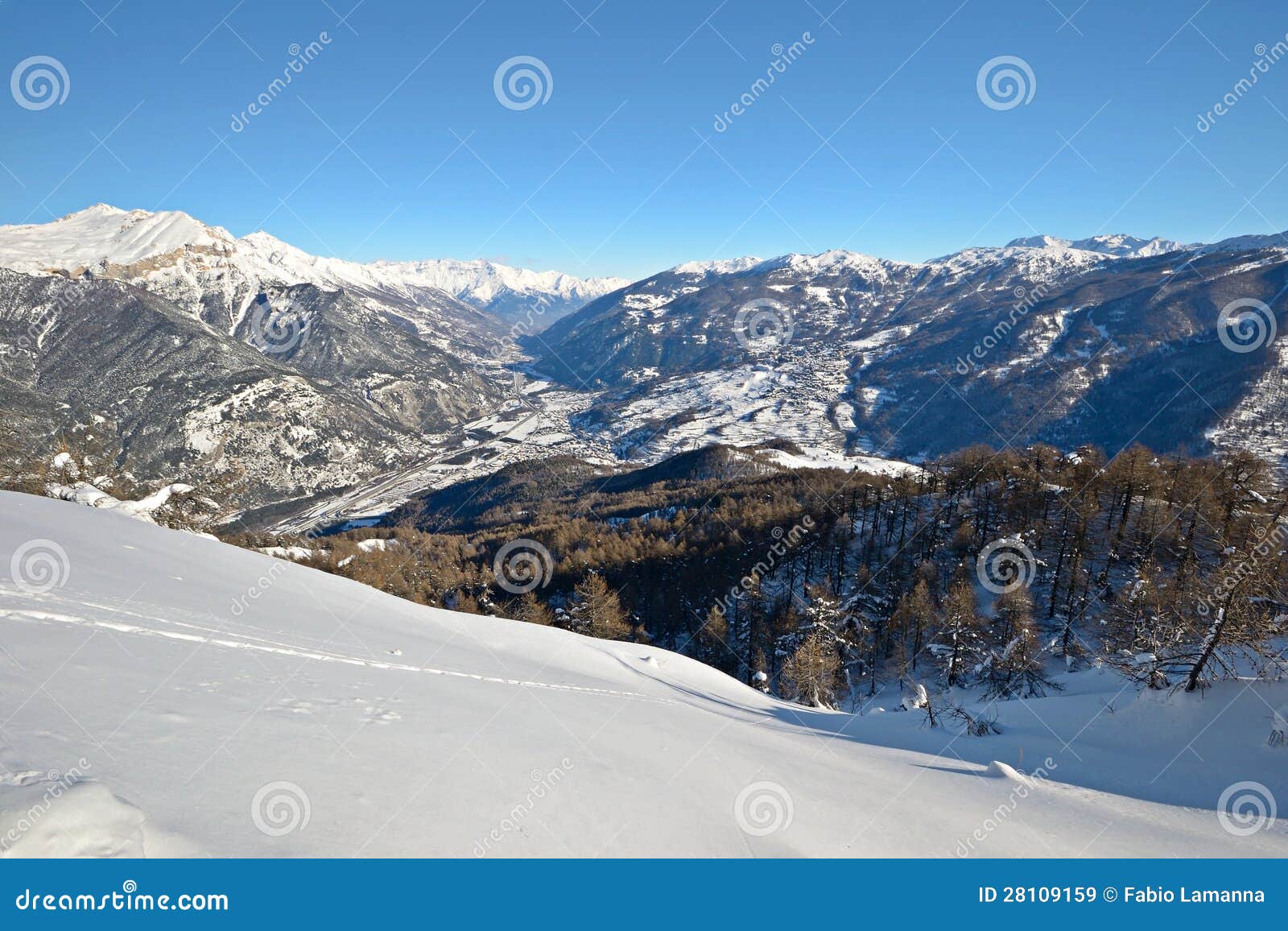 Alpine valley in winter stock image. Image of glacier - 28109159