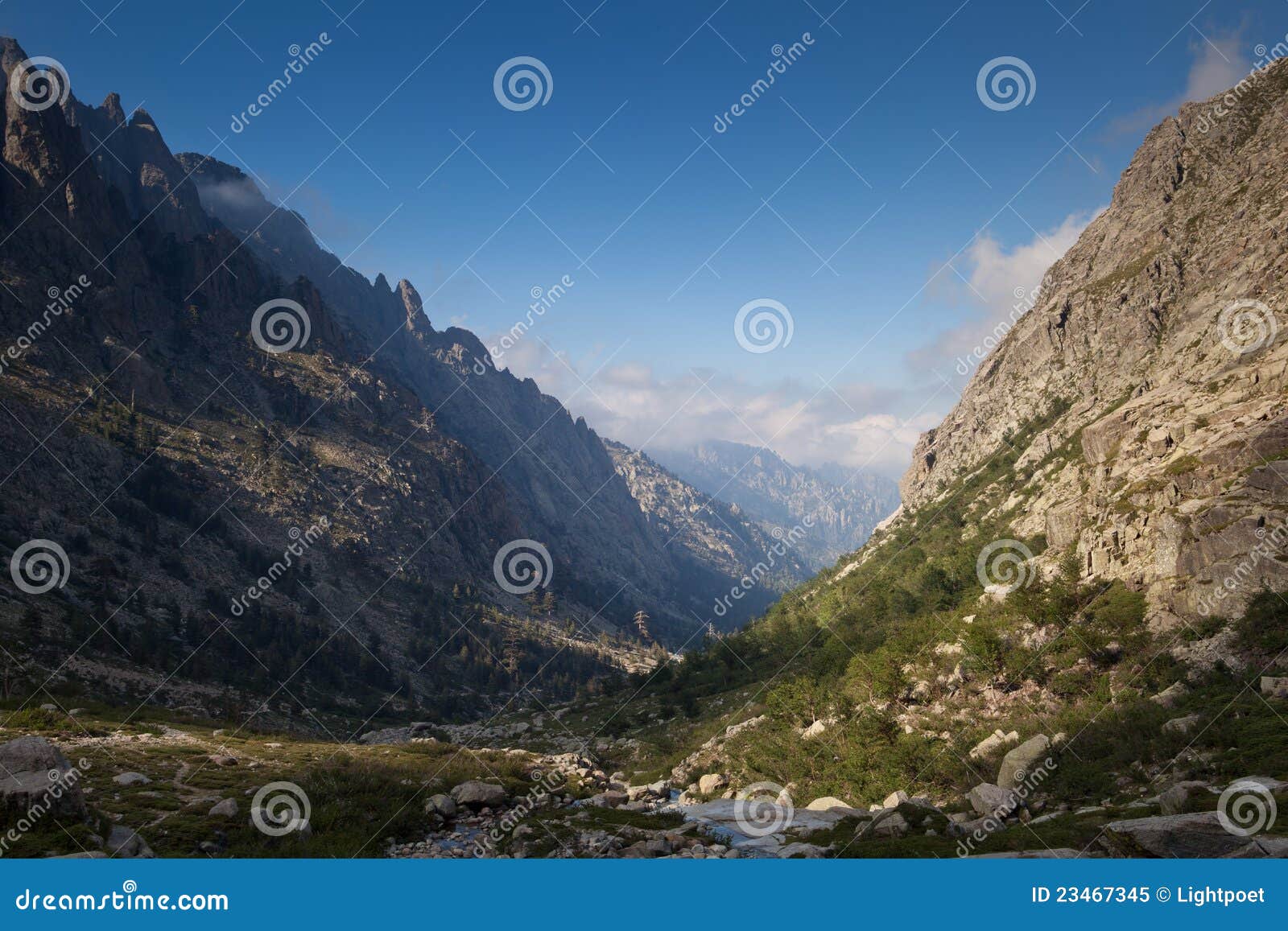 Alpine View of Mountain Tops Stock Image - Image of hill, peaceful ...