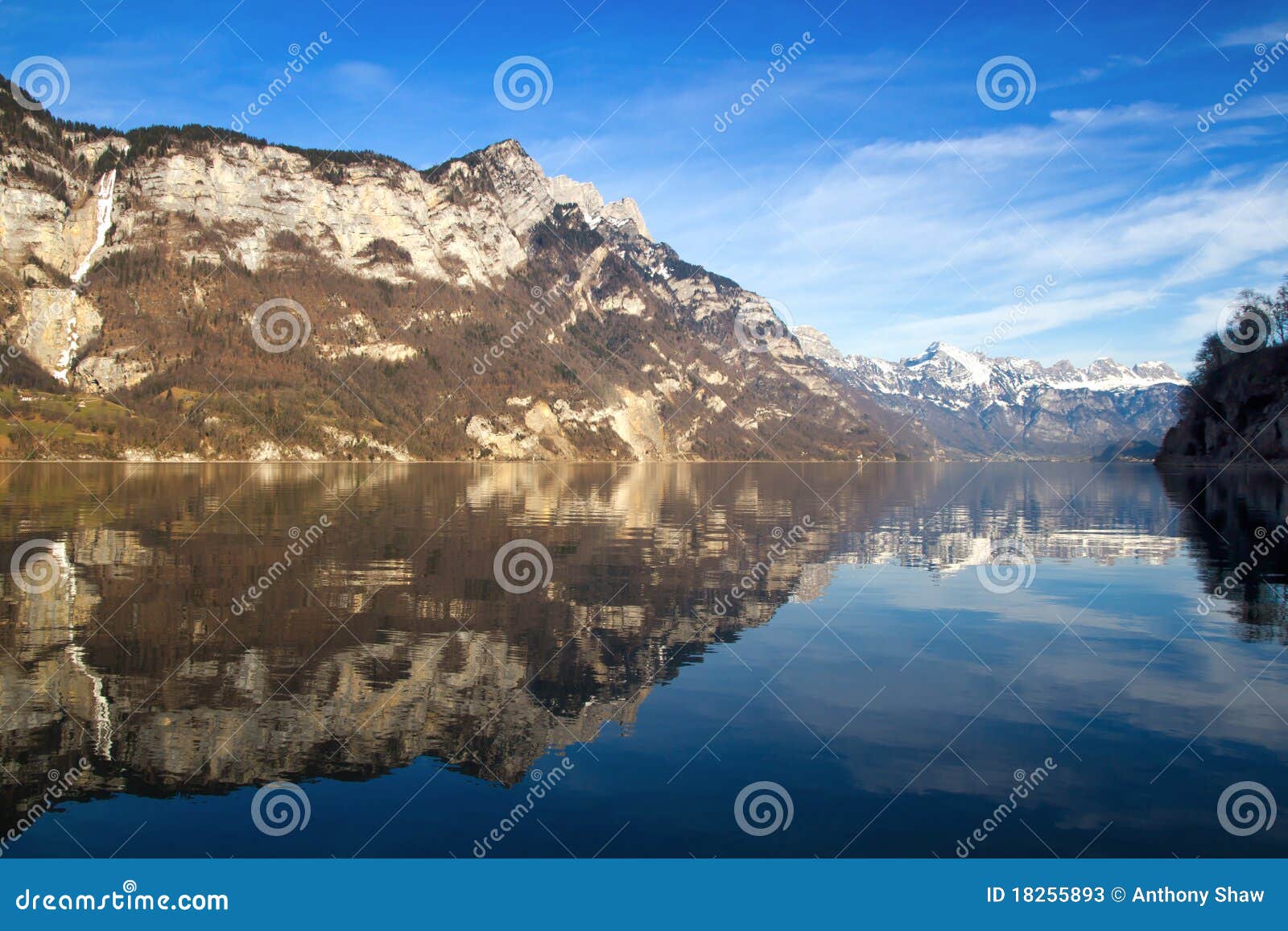 Alpine View of Walensee Lake in Switzerland Stock Image - Image of ...