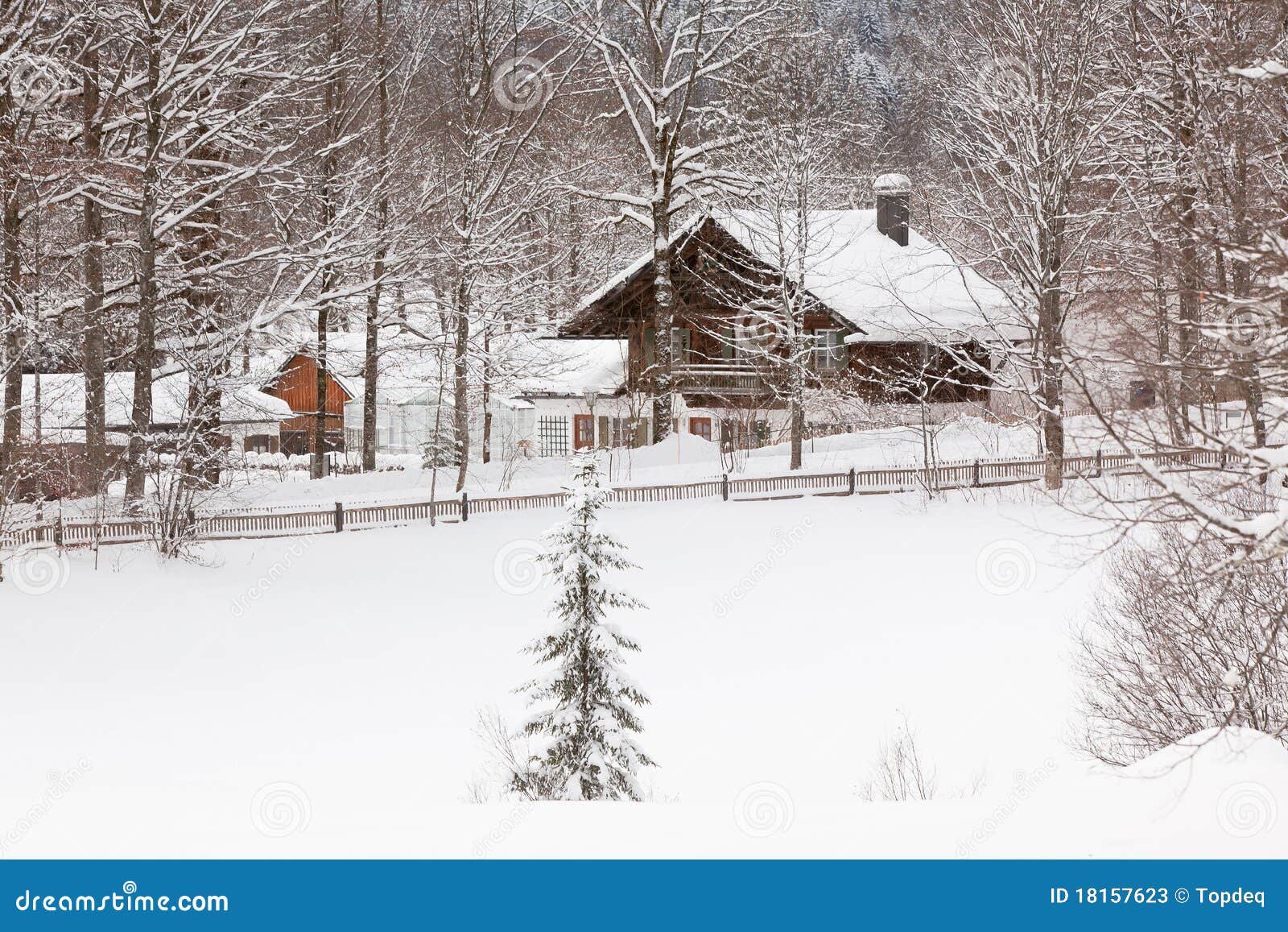 Alpine Village at Snow Winter Stock Image - Image of destinations ...