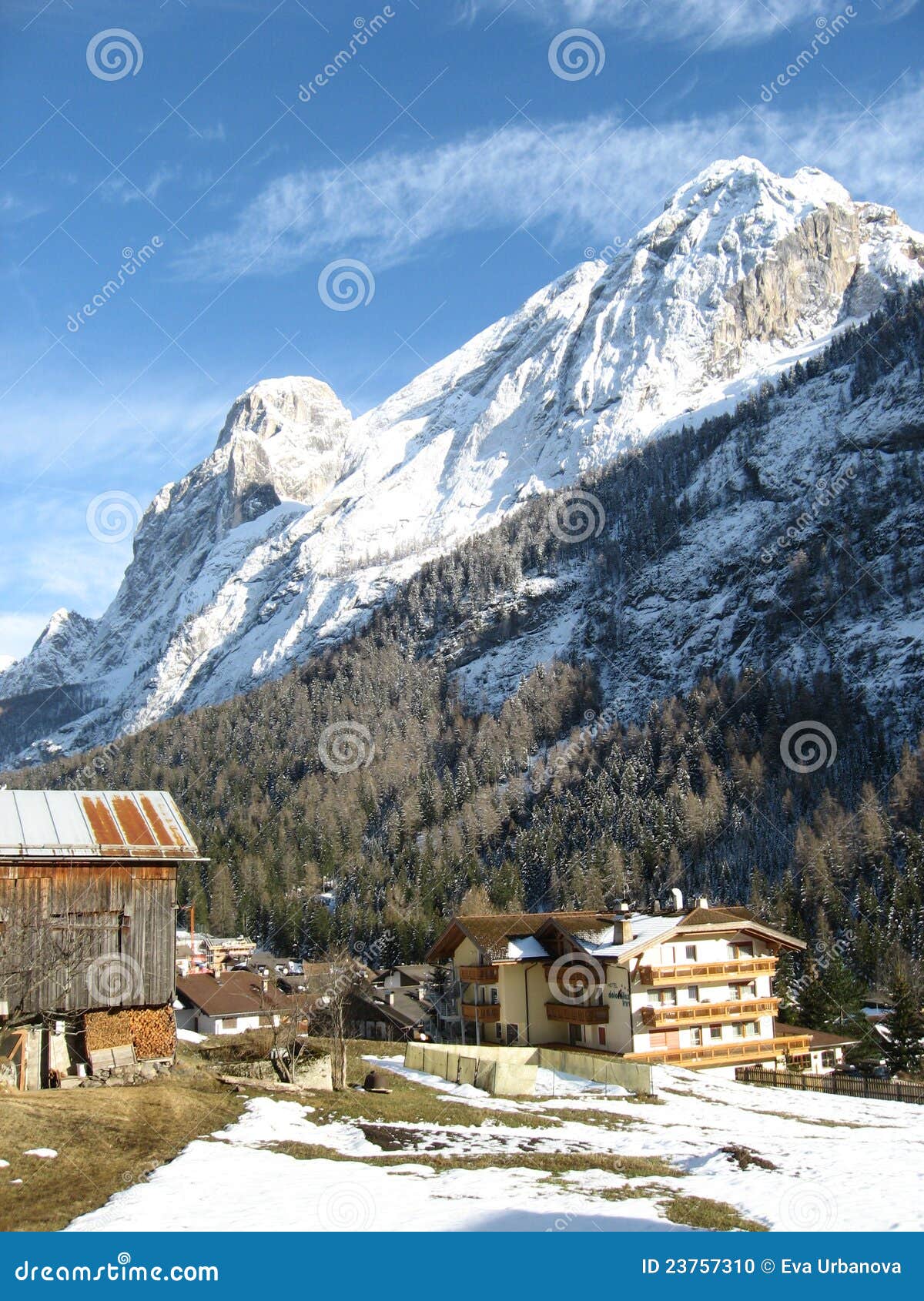 Alpine village in winter stock photo. Image of extreme - 23757310