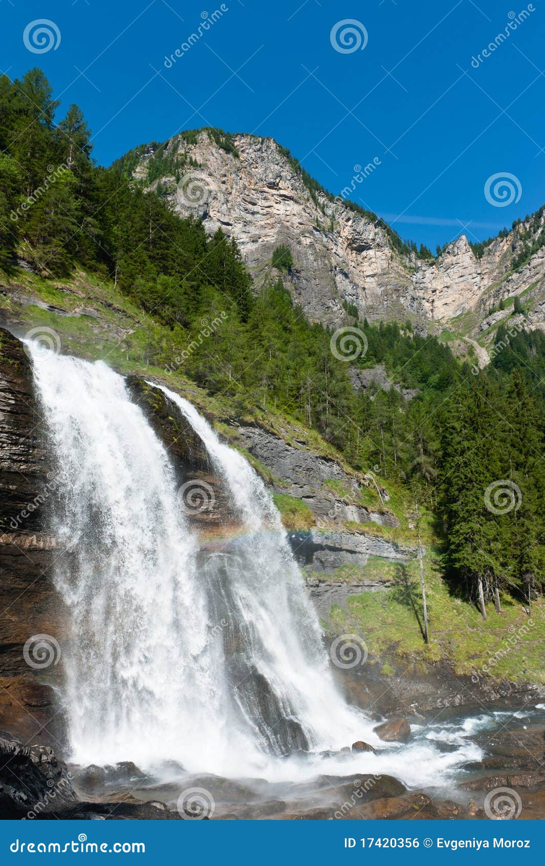 Alpine Waterfall in Mountain Forest Stock Photo - Image of paradise ...