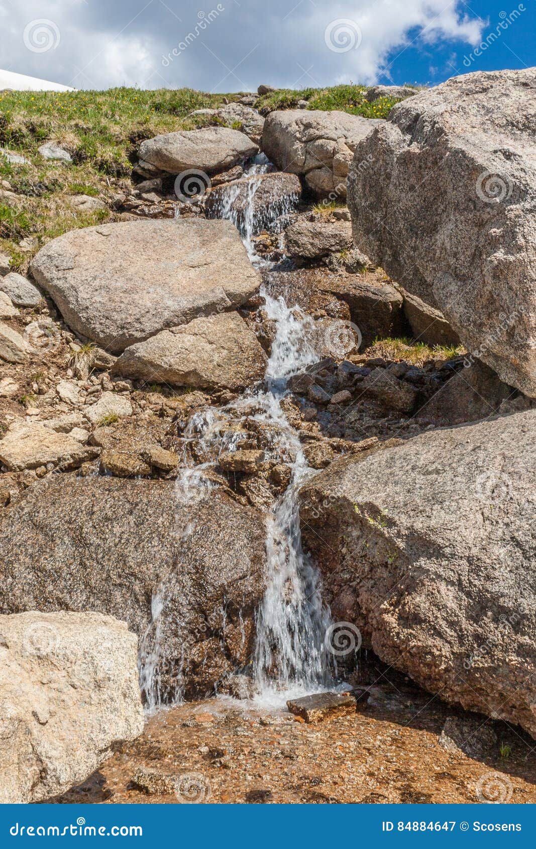 Alpine Waterfall stock image. Image of flowing, mountain - 84884647