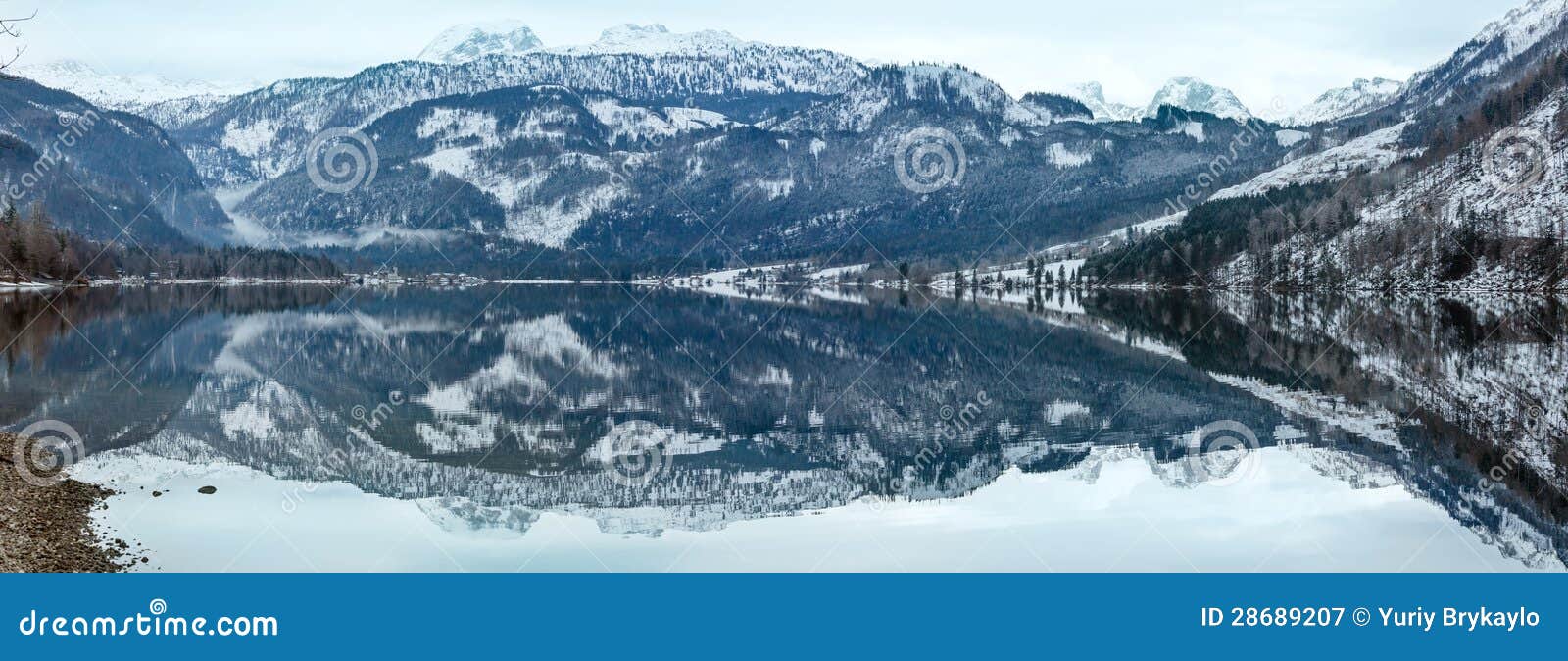 Alpine Winter Lake Panorama. Stock Image - Image of scene, lake: 28689207