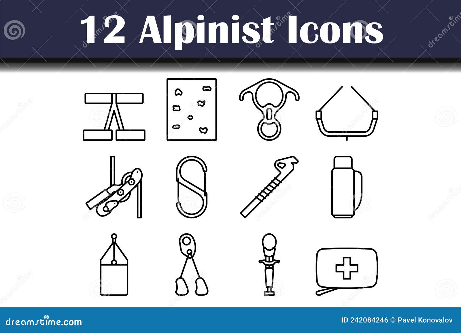 Alpinist Icon Set stock vector. Illustration of climber - 242084246