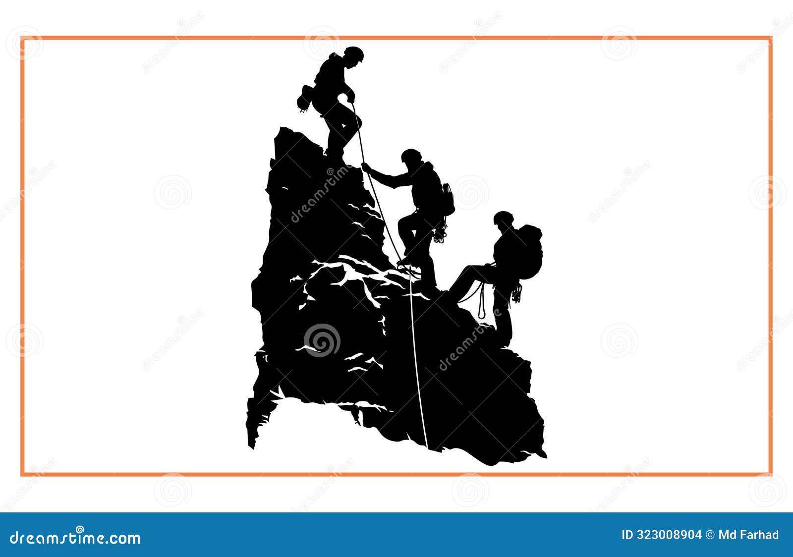 Alpinists Climbers Silhouette Vector Art, Mountain Climber Climbing a ...