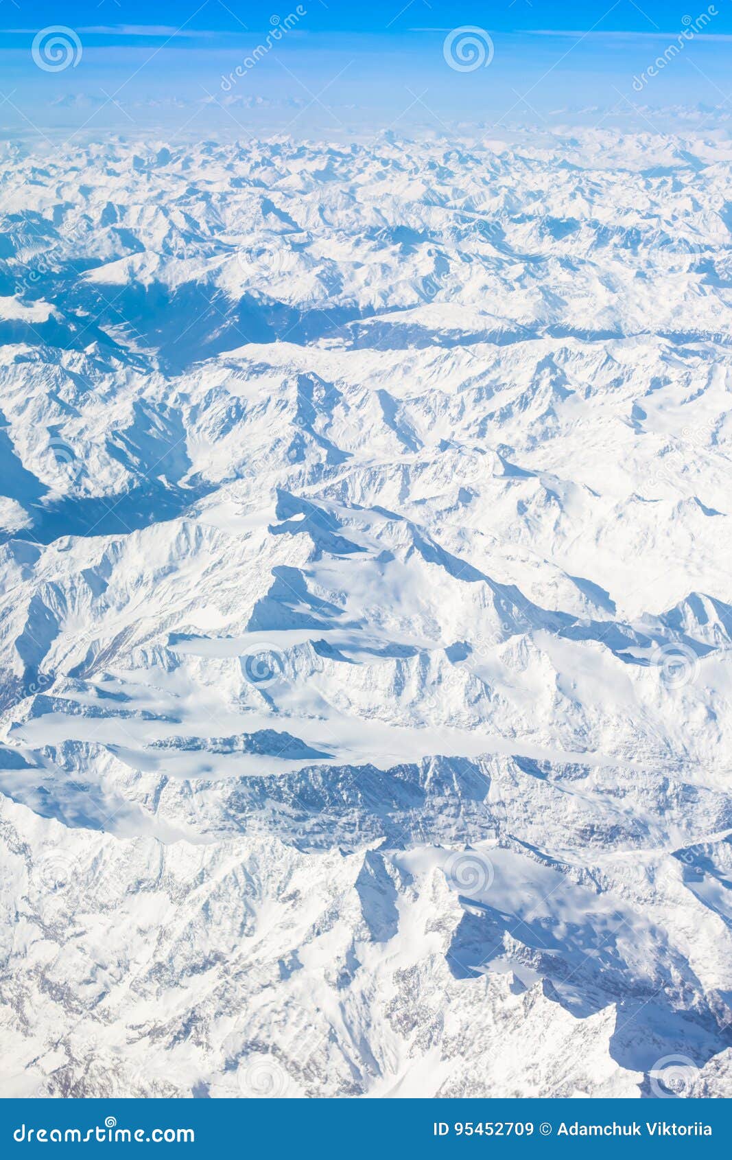 Alps - Aerial View from Window of Airplane Stock Image - Image of plane ...