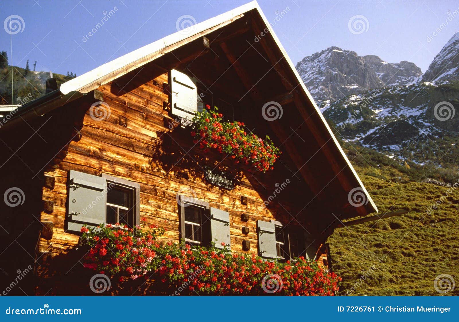 Alps cabin stock image. Image of mountains, blue, pastoral - 7226761