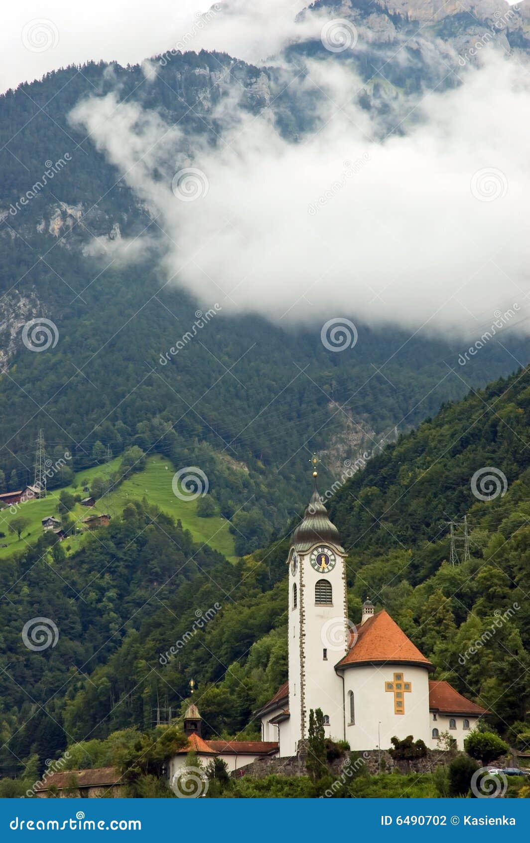 Alps Church Mountains Switzerland Stock Photo - Image of panorama ...