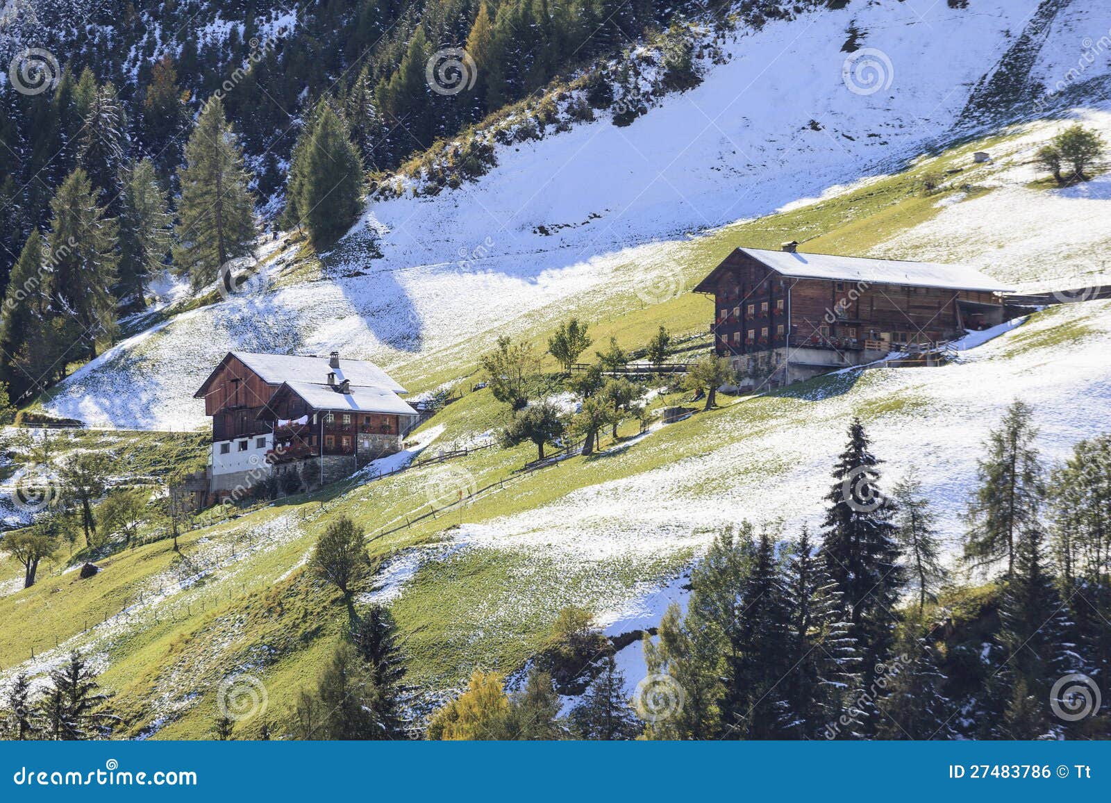 Alps Farm stock photo. Image of houses, alps, tirol, scenic - 27483786