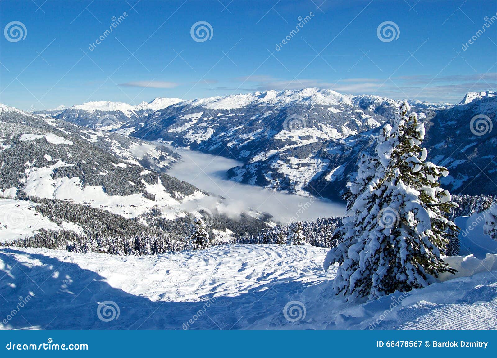 Alps Mountains in Austria Skiing Beautiful Weather. Stock Image - Image ...