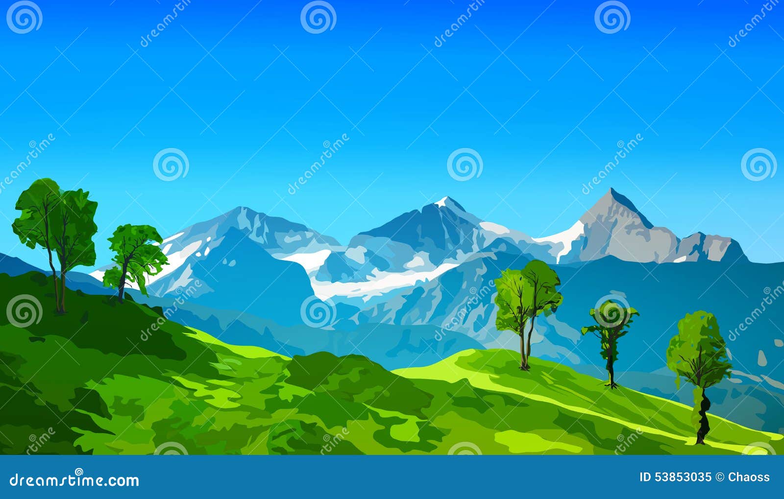 Alps mountains stock vector. Illustration of landscape - 53853035