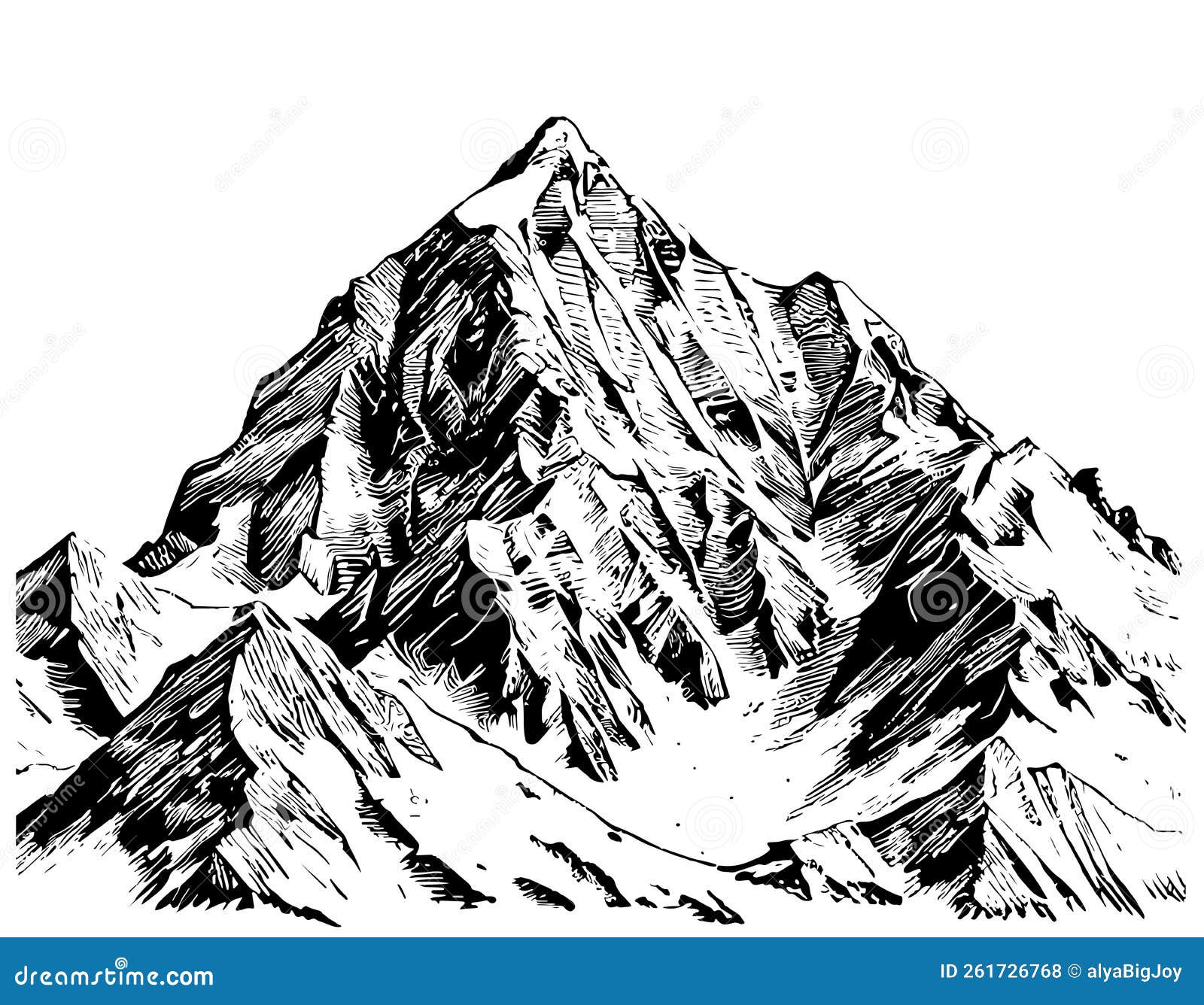 Alps Mountains Sketch Hand Drawn in Engraving Style Stock Vector ...