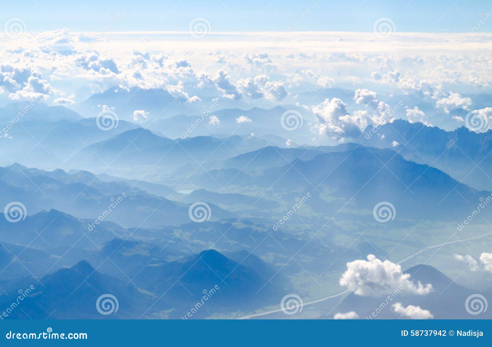 Alps Mountains Top View from a Plain Stock Photo - Image of horizontal ...