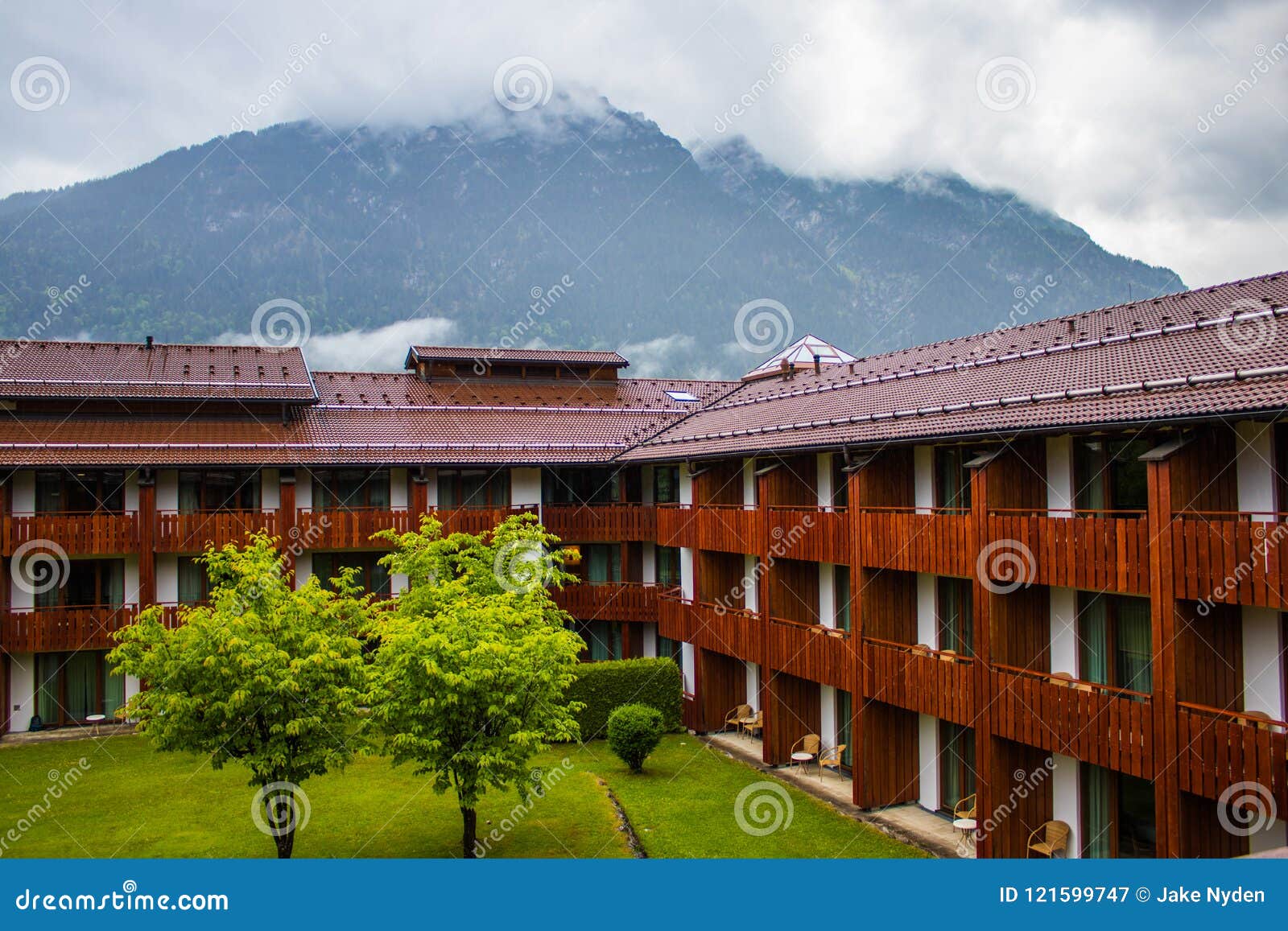 Alps resort stock image. Image of hiking, cabin, panorama - 121599747