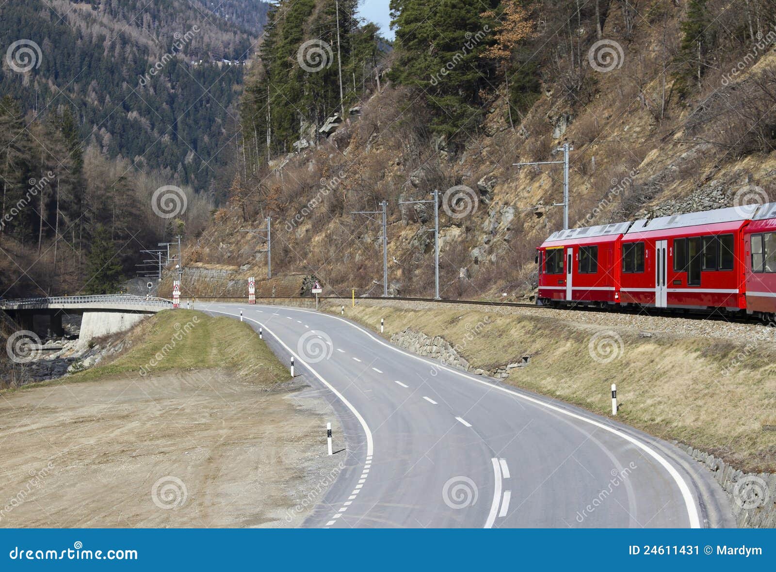 Alps Train and road stock image. Image of platform, heritage - 24611431