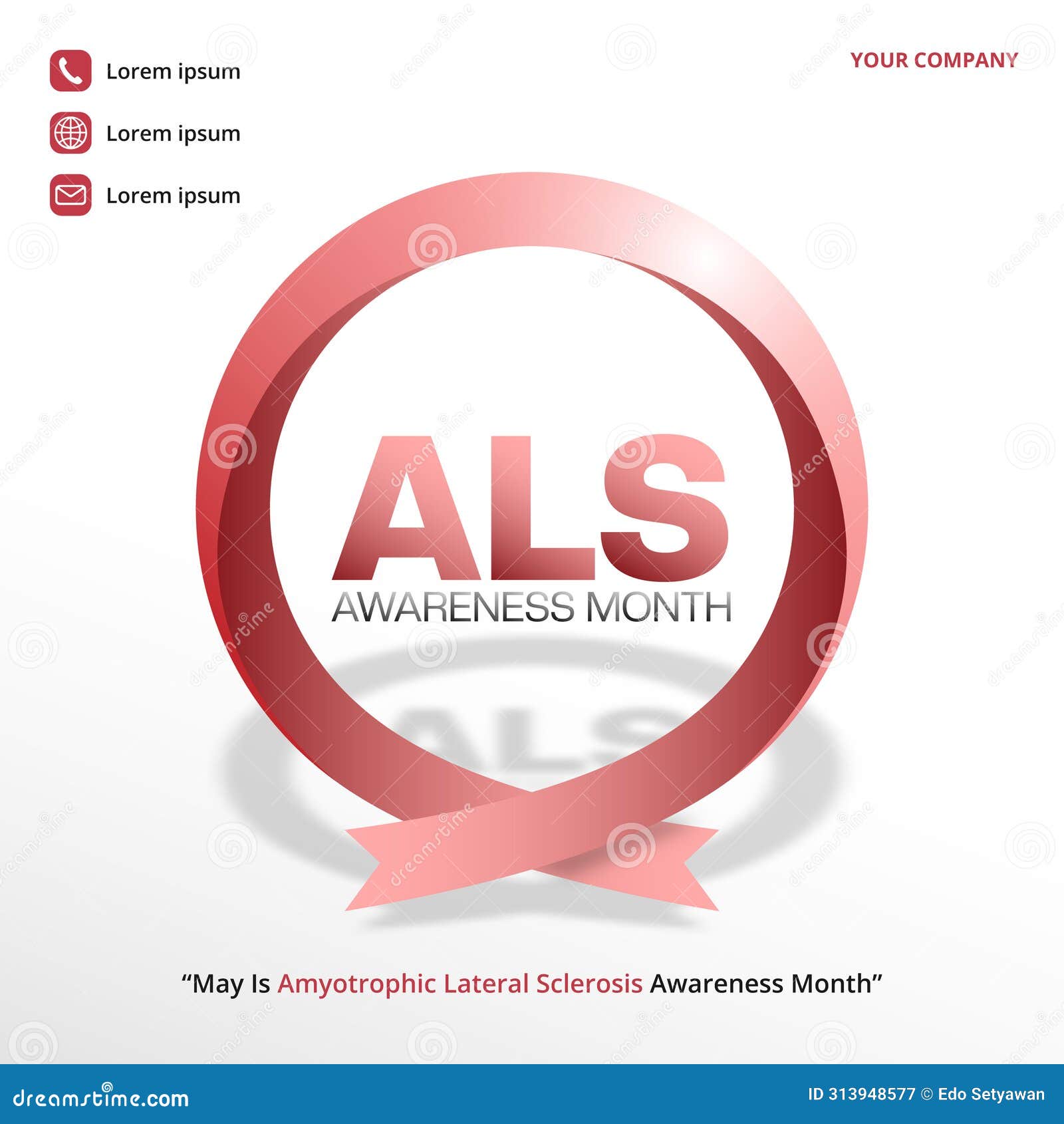 ALS Awareness Month Background With A Circle Red Ribbon Cartoon Vector ...