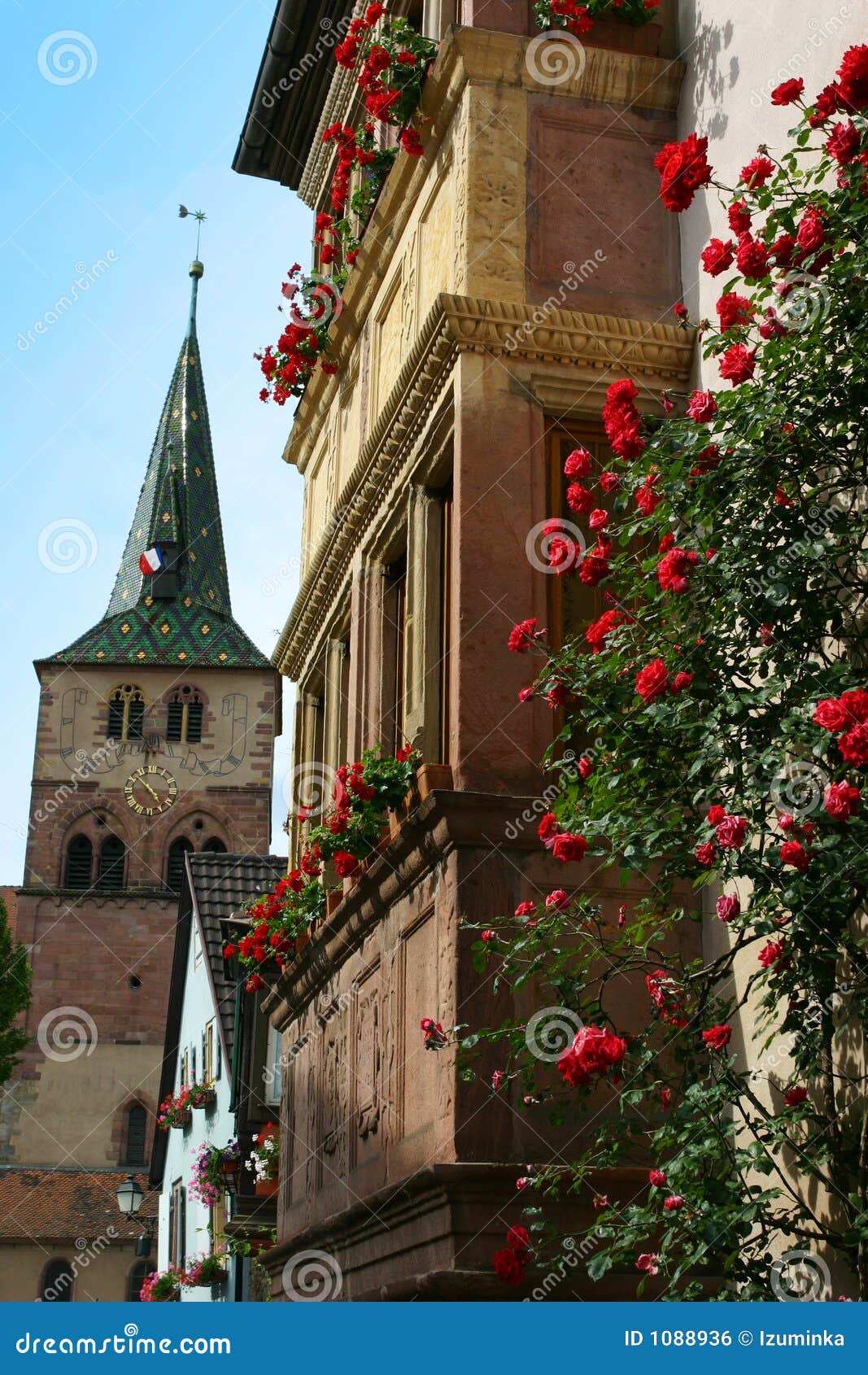 Alsatian village stock photo. Image of rose, european - 1088936
