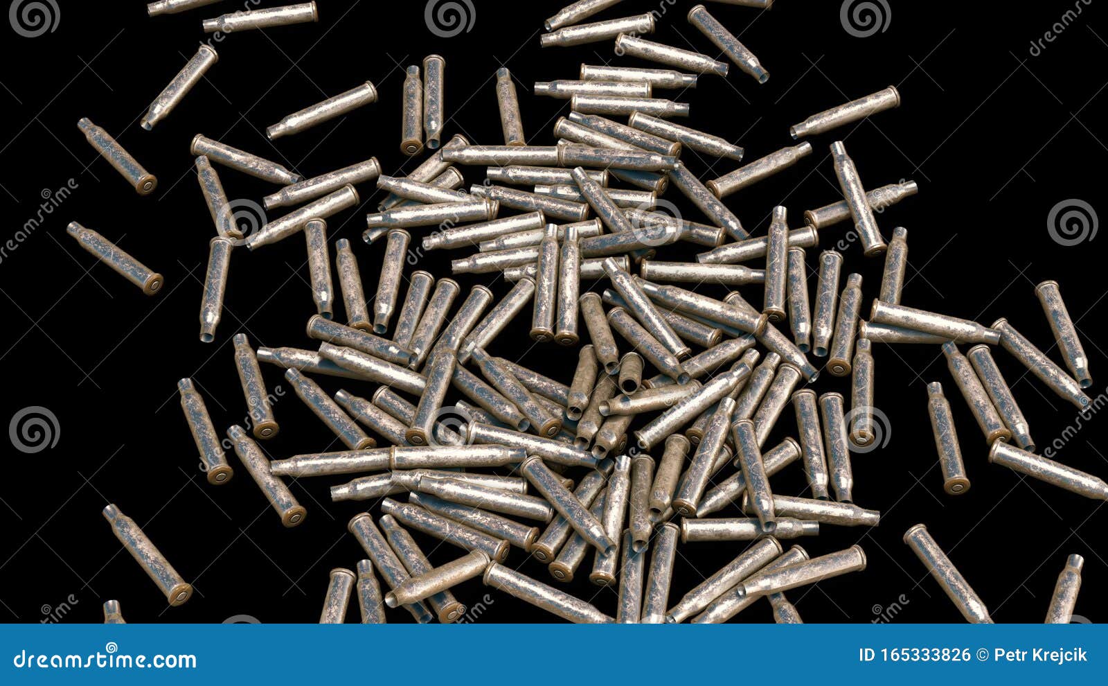 Shell Casings Falling Down On Green Screen - 3D Rendering Royalty-Free ...
