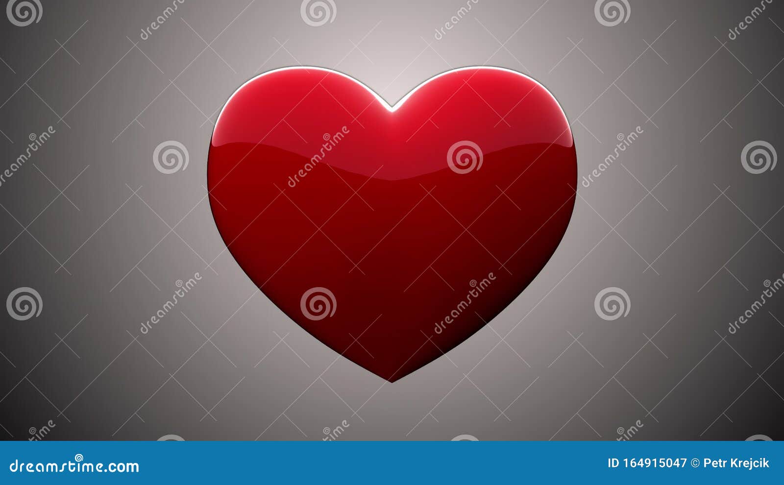 Glossy Red Heart on Greyscale Gradient Background - 3D Illustration ...
