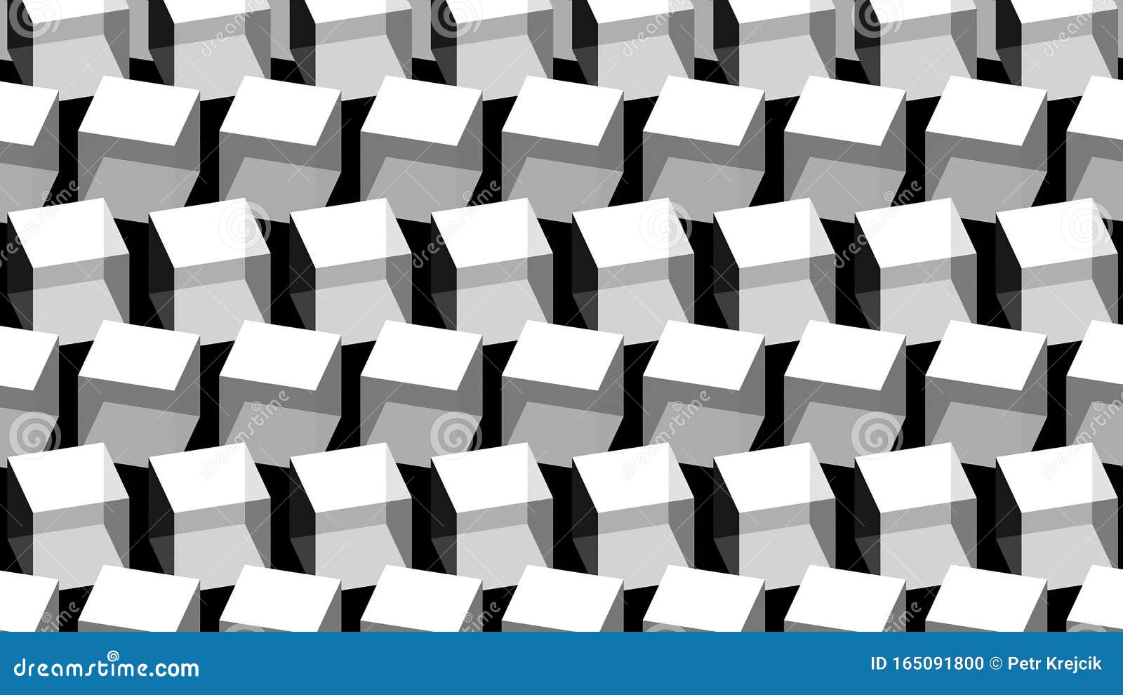 Grayscale Rotated Cubes - 3D Illustration Stock Illustration ...