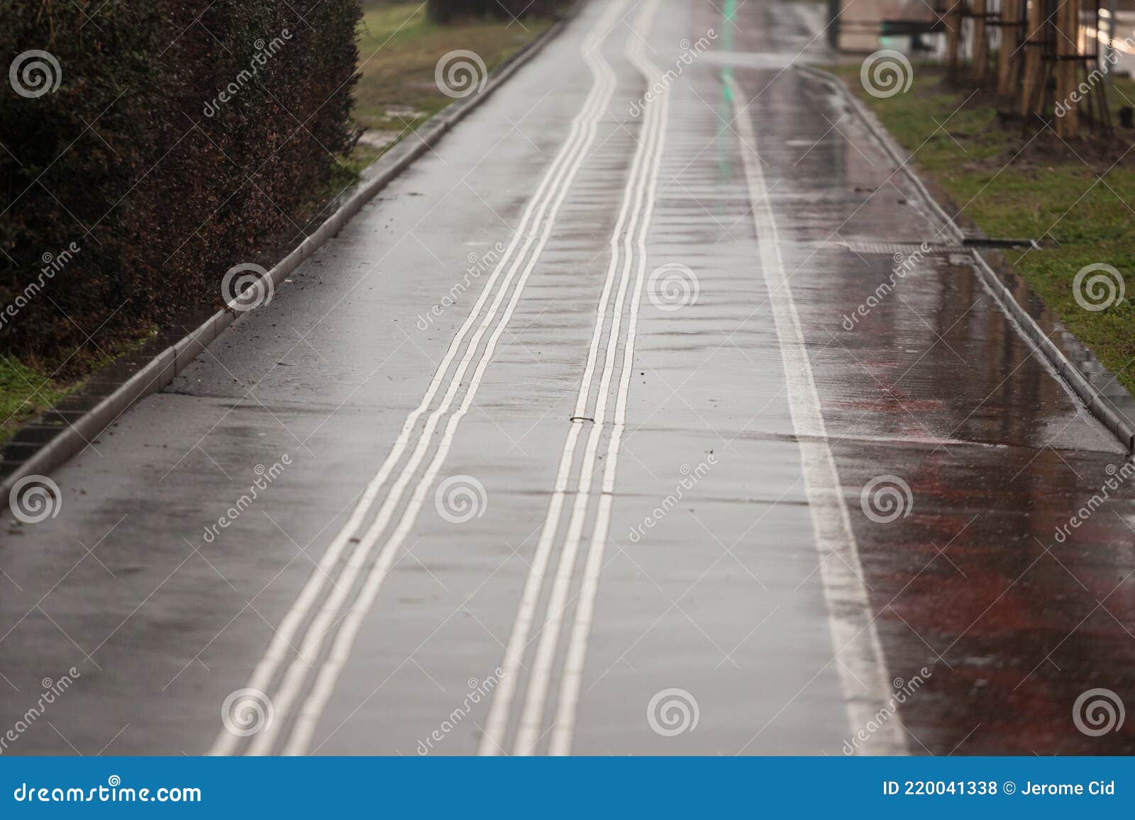 Selective Blur on a Tactile Walking Surface Indicator White Track on a ...
