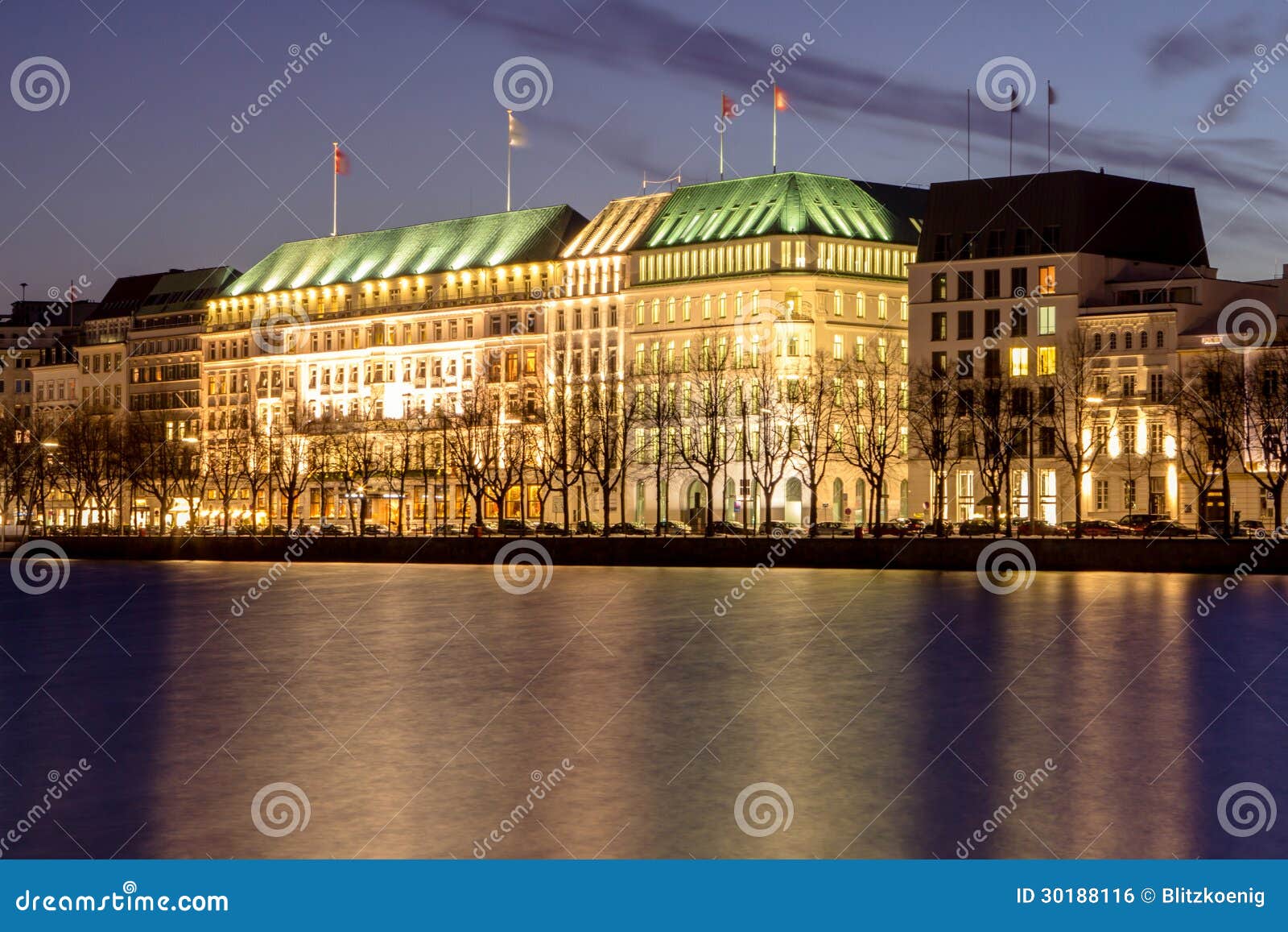Alster Lake, Hamburg stock photo. Image of afterglow - 30188116