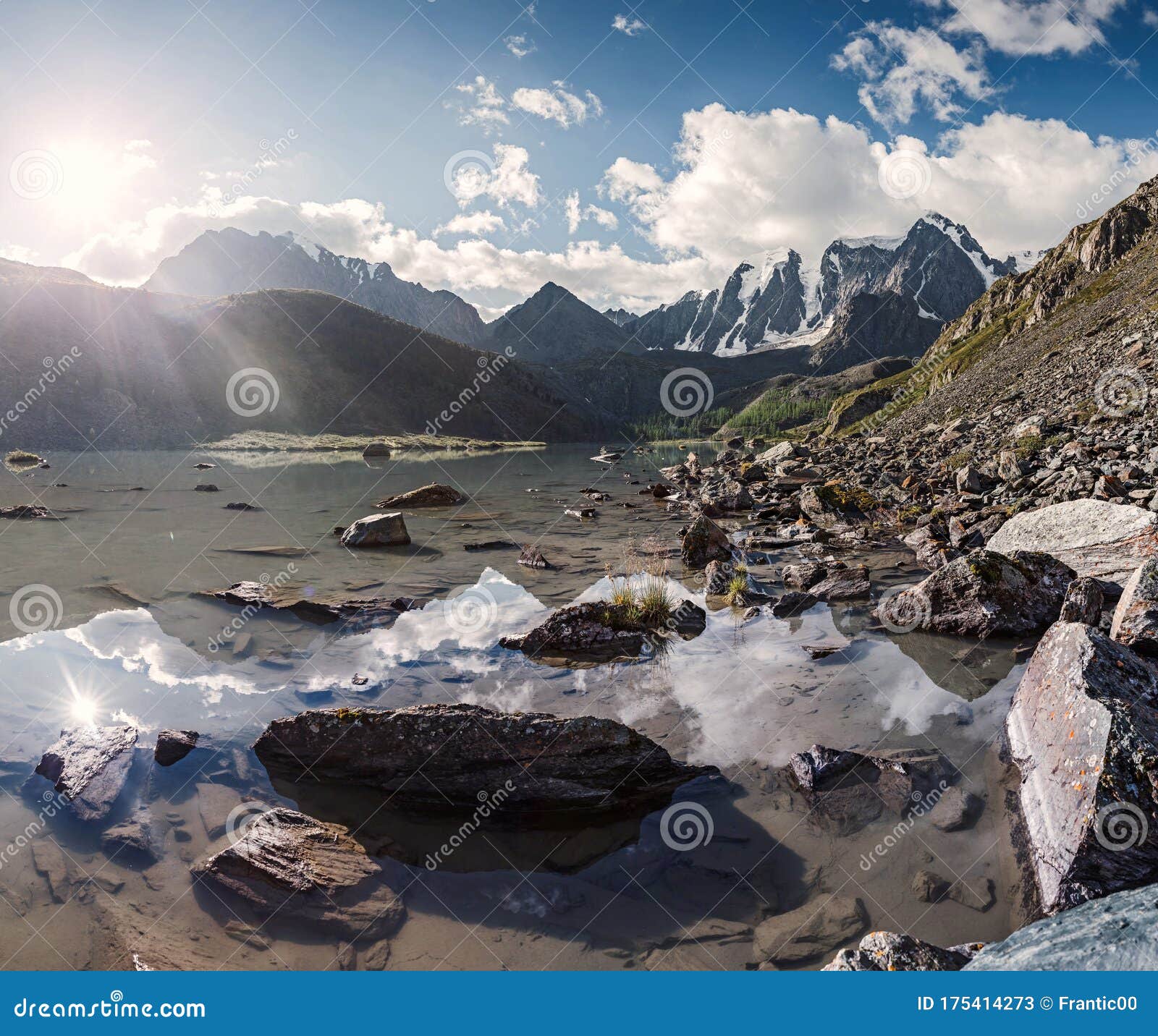 Altai mountain lake stock image. Image of green, valley - 175414273