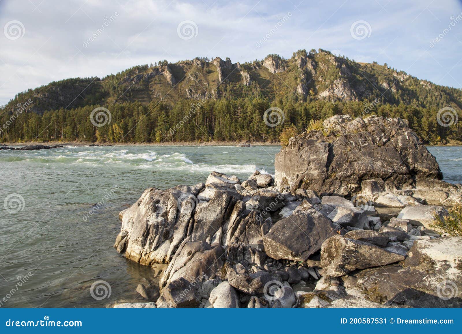 Stone on the river Bank stock image. Image of katun - 200587531