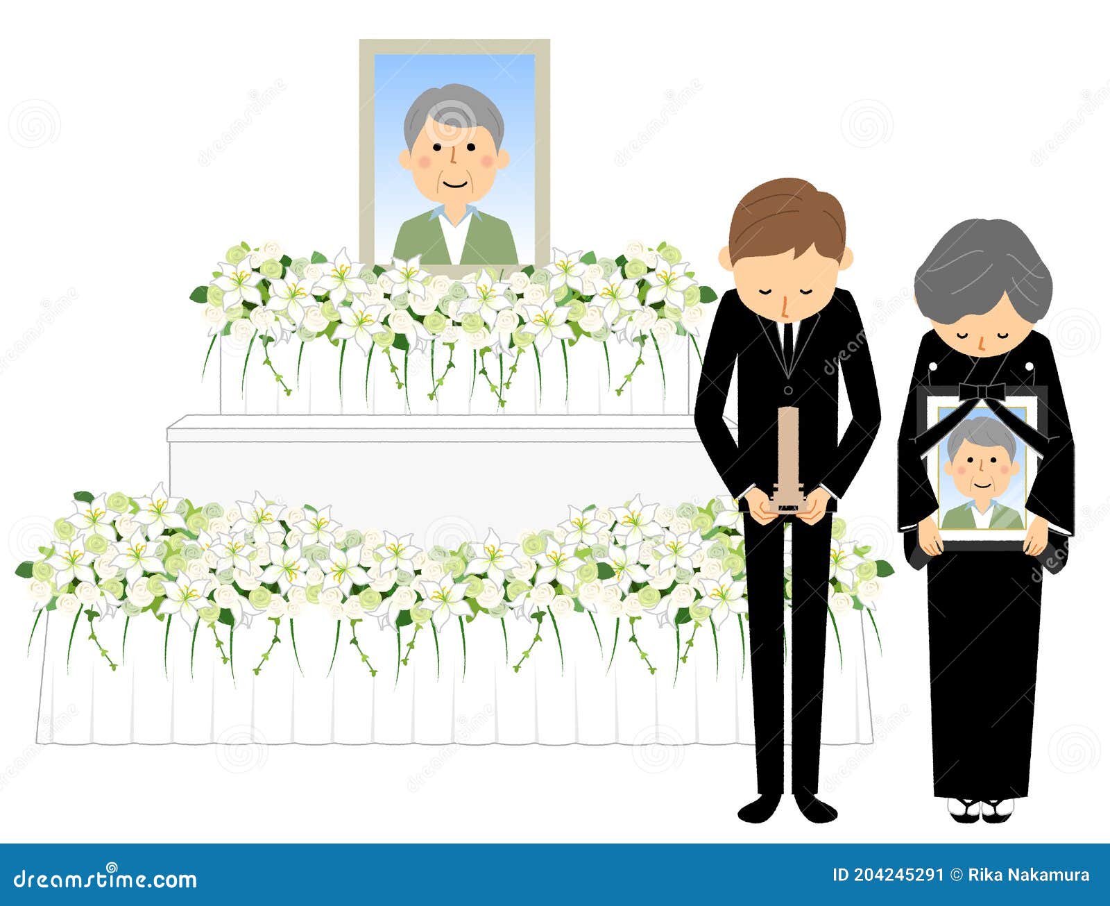 Altar And Bereaved Family Cartoon Vector | CartoonDealer.com #204245287