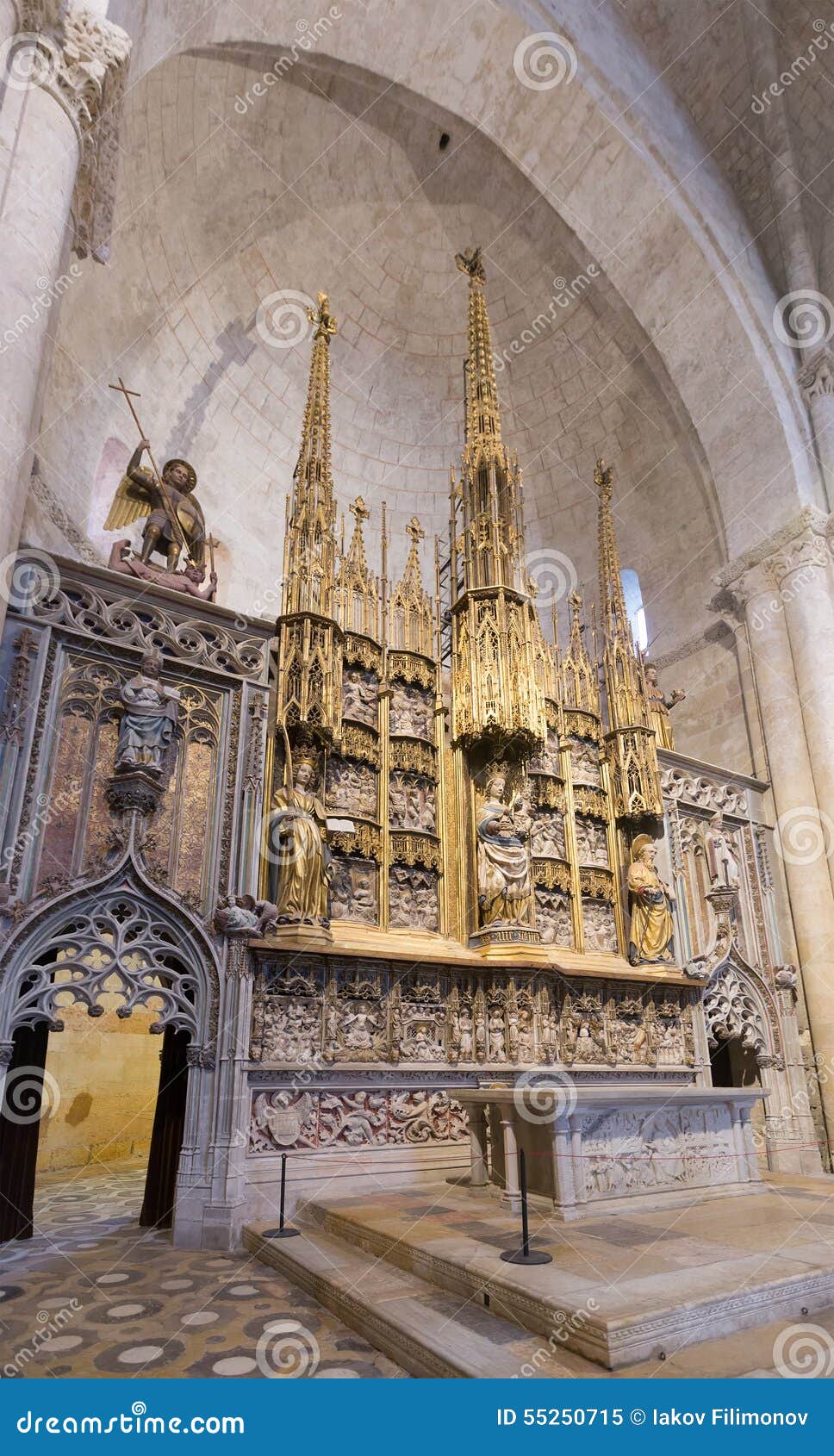 Altar in Interior of Gothic Cathedral. Tarragona Stock Image - Image of ...