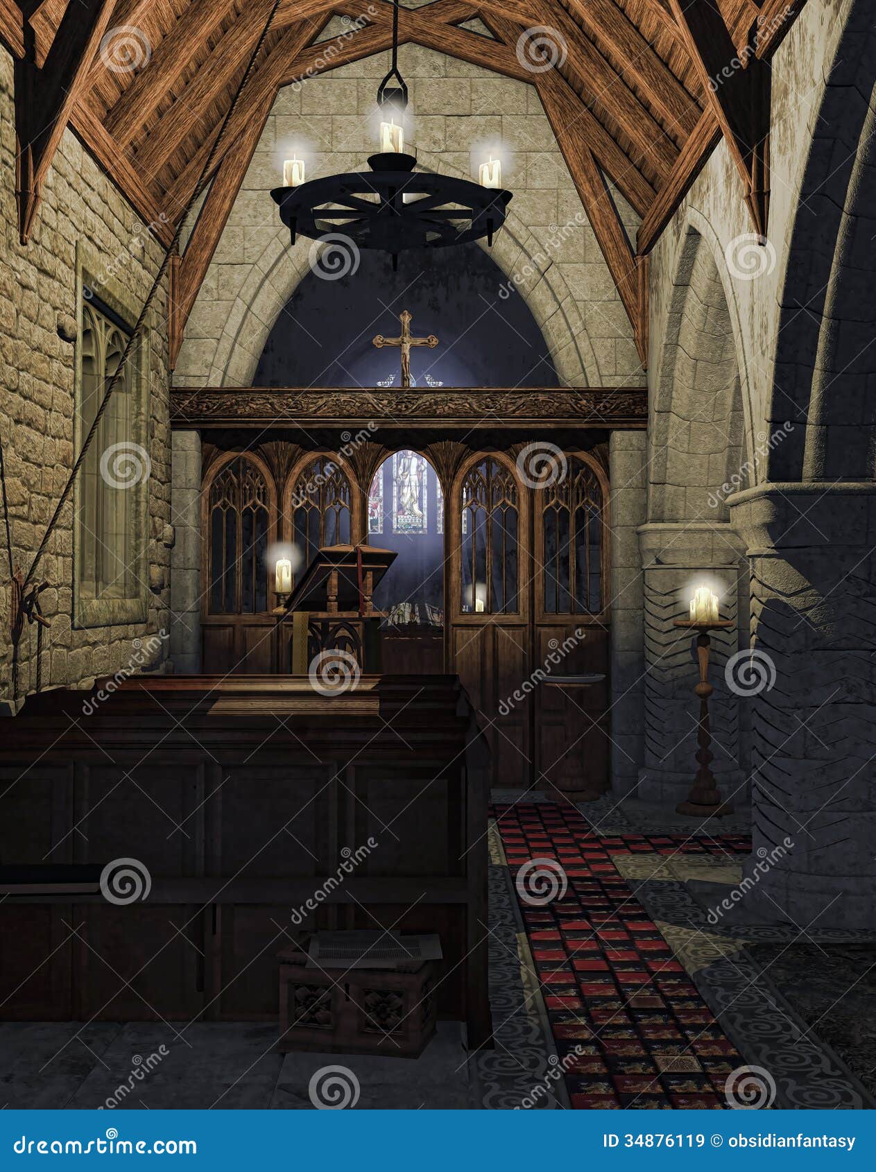 Altar in an old church stock illustration. Illustration of medieval ...