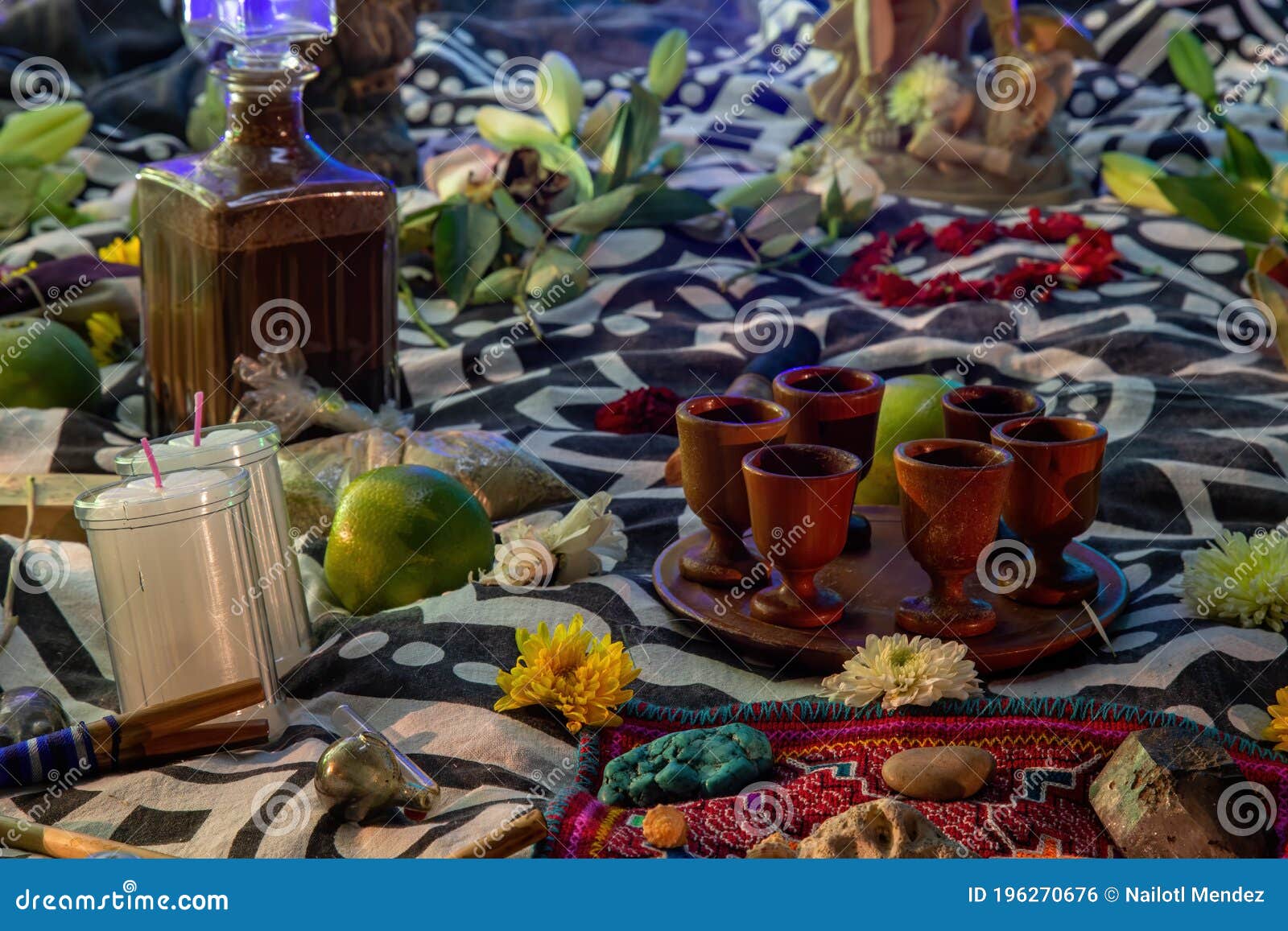 Altar for a Pre-Hispanic Ritual in Mexico Stock Photo - Image of cash ...
