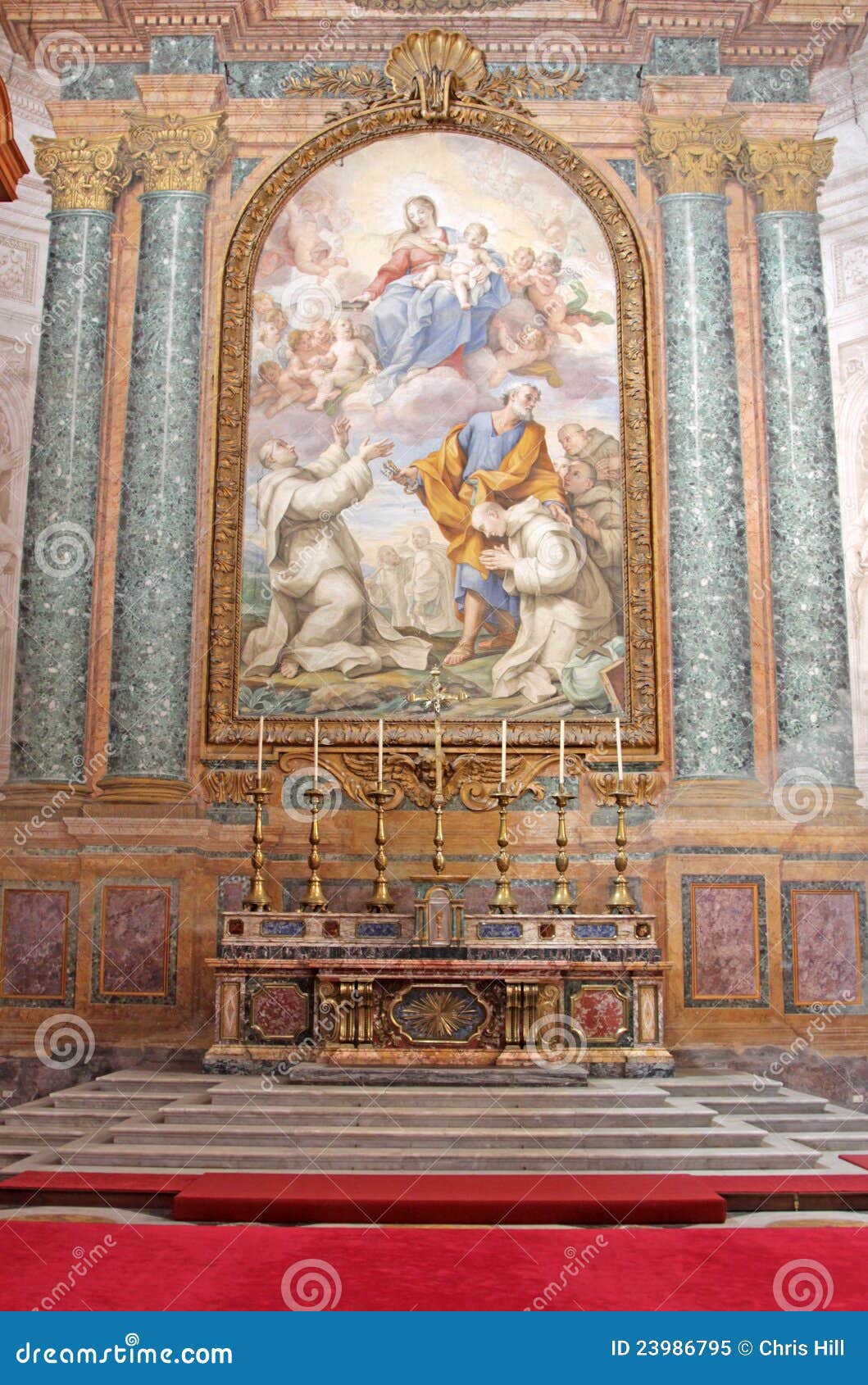 An Altar in Rome stock image. Image of panels, cathedral - 23986795