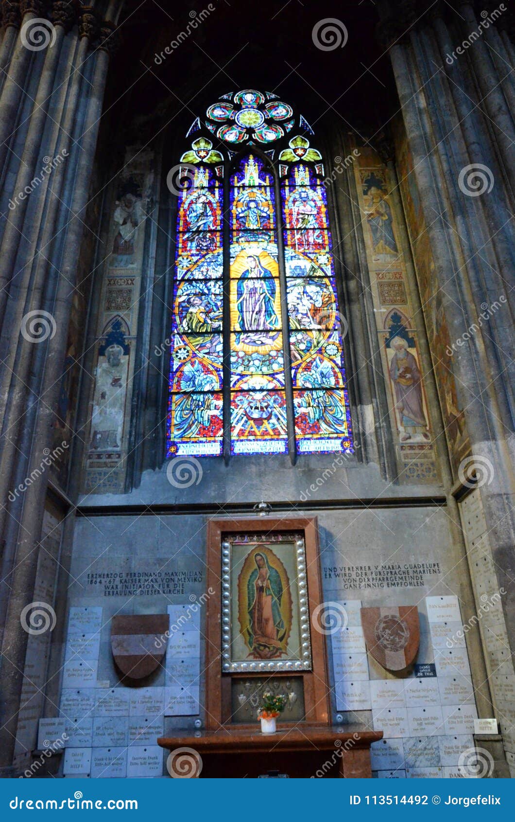 Altar and Stained Glass in a Cathedral in Vienna Editorial Photography ...