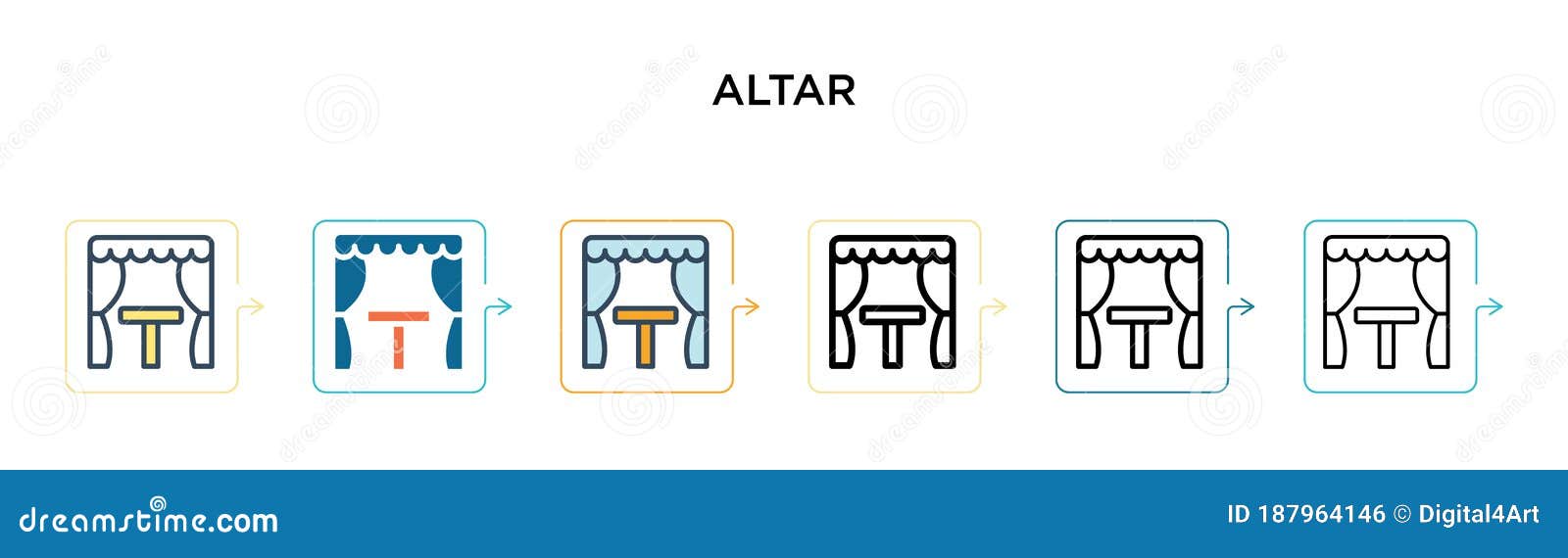Altar Vector Icon in 6 Different Modern Styles. Black, Two Colored ...