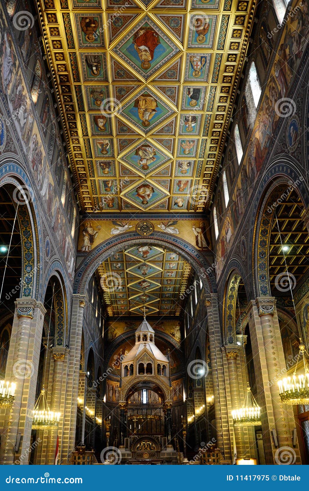 Altar View of Cathedral in Pecs Stock Image - Image of cross, religious ...