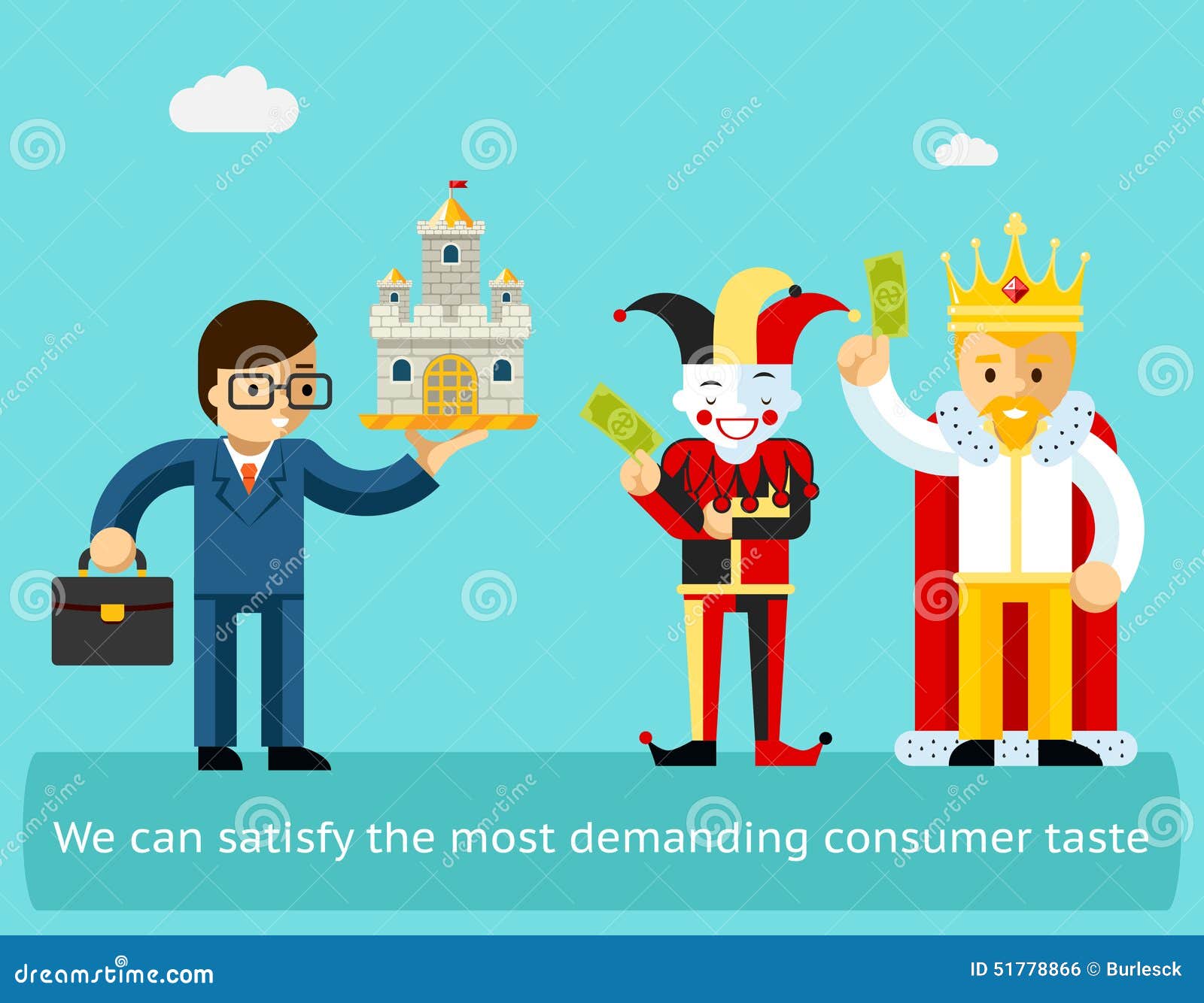 Altas Ventas Y Negocio Satisfecho De Los Clientes Ilustración del ...