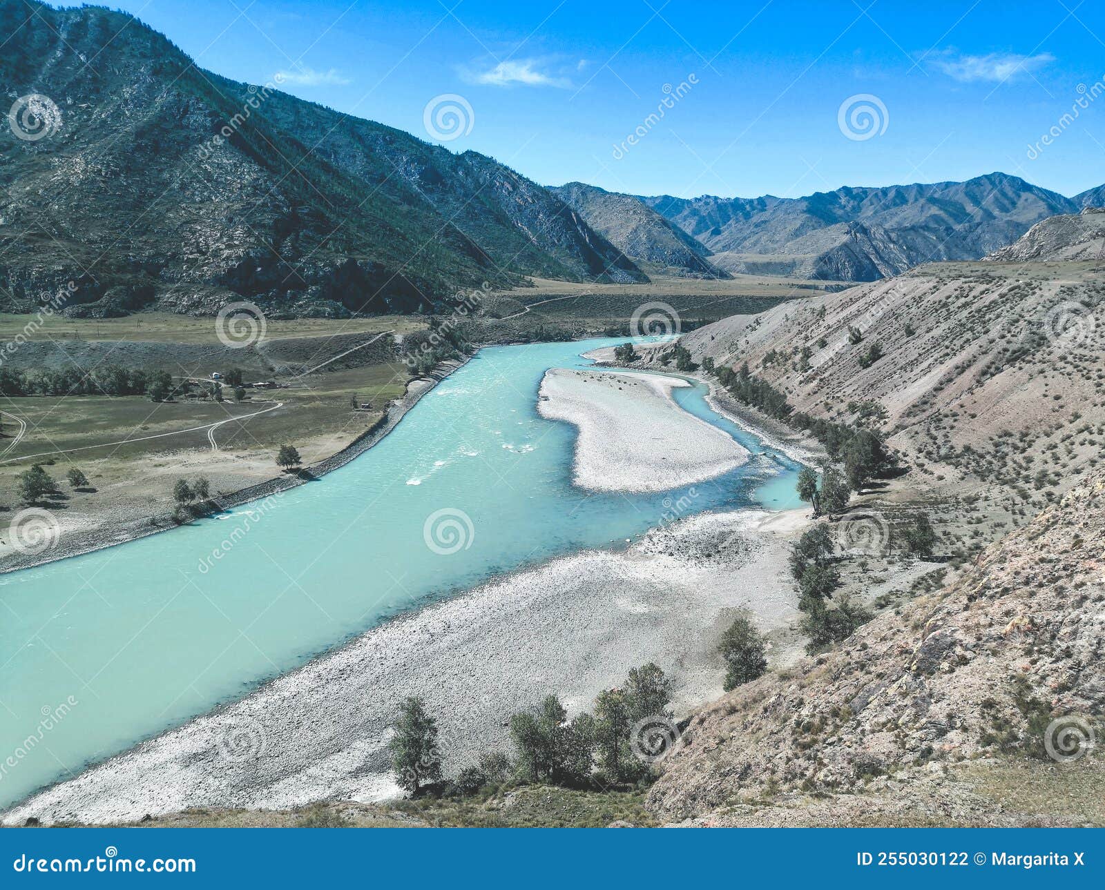 River of Unusual Color in Altai in Russia Stock Photo - Image of katun ...
