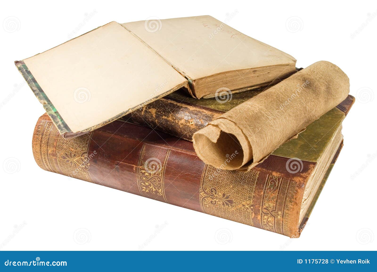 Alte Bücher Und Papierrolle Stockfoto - Bild von langfristig ...