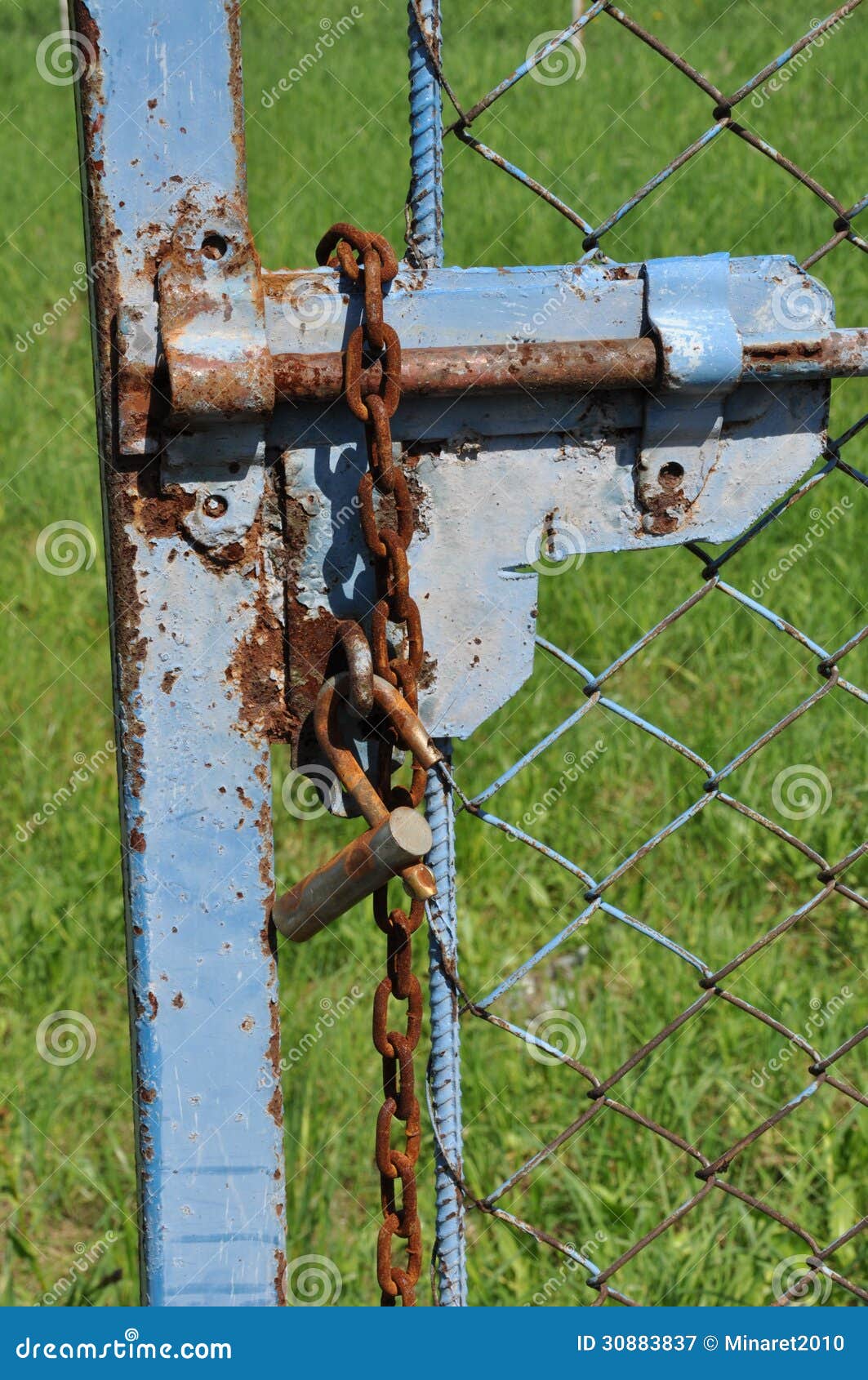 Alte blaue Sperre stockbild. Bild von eingang, zugriff - 30883837