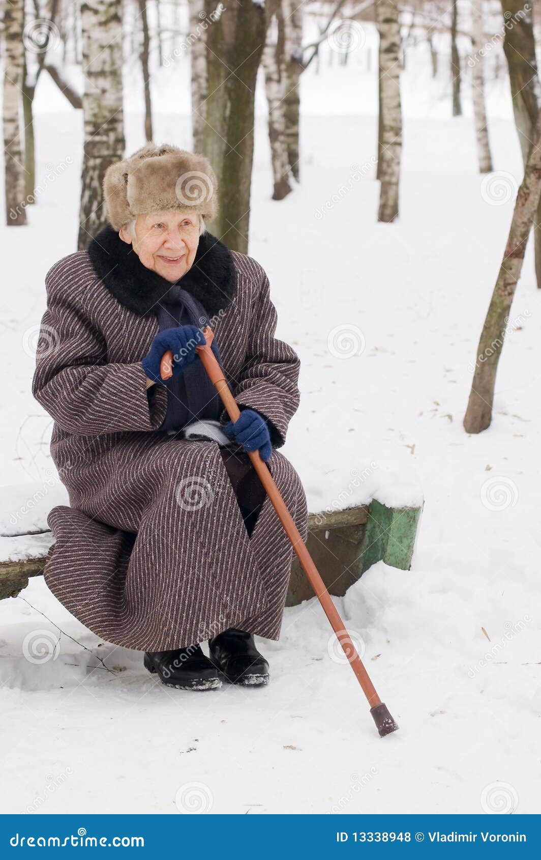 Alte Frau im Winter stockfoto. Bild von ruhe, leute, szene - 13338948