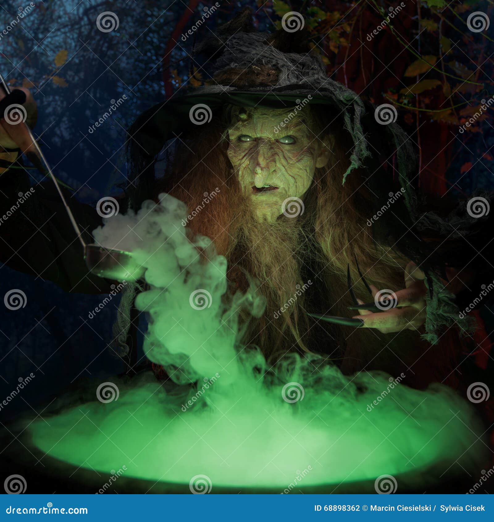 Alte Hexe im Wald stockfoto. Bild von rauch, gebräu, wekzeugspritze ...