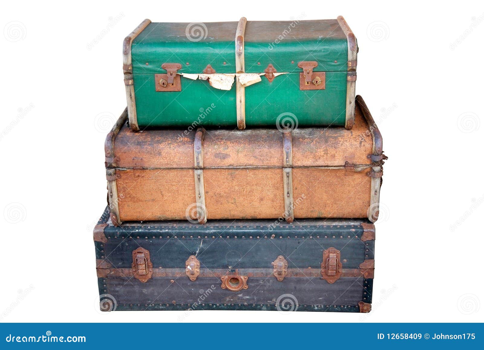 Alte Koffer stockbild. Bild von stapel, ferien, rostig - 12658409