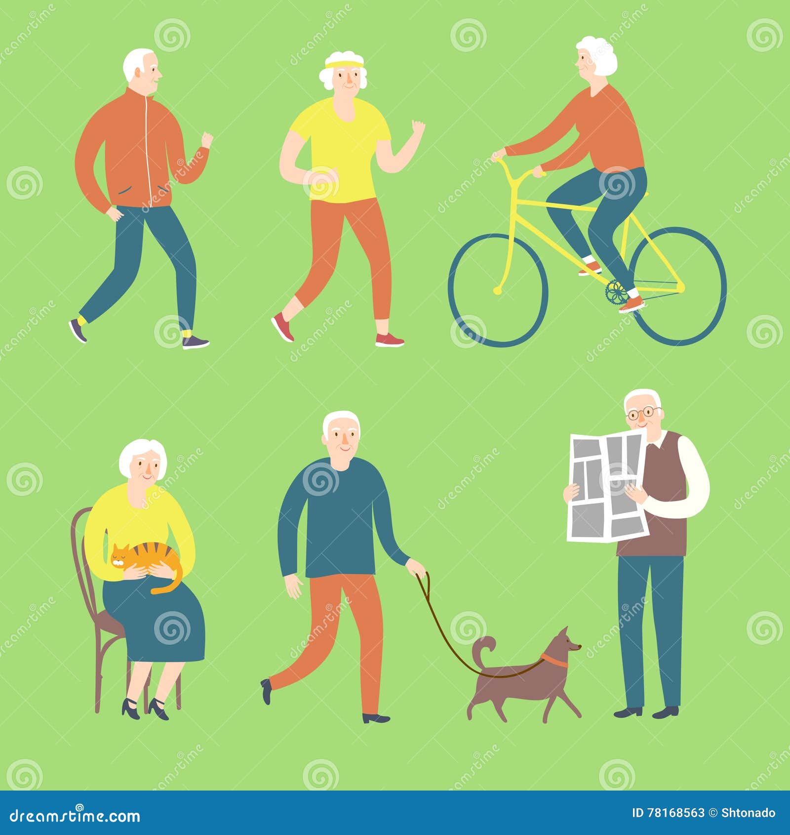 Alte Leute Der Karikatur, Die Freizeit Verbringen Stock Abbildung ...