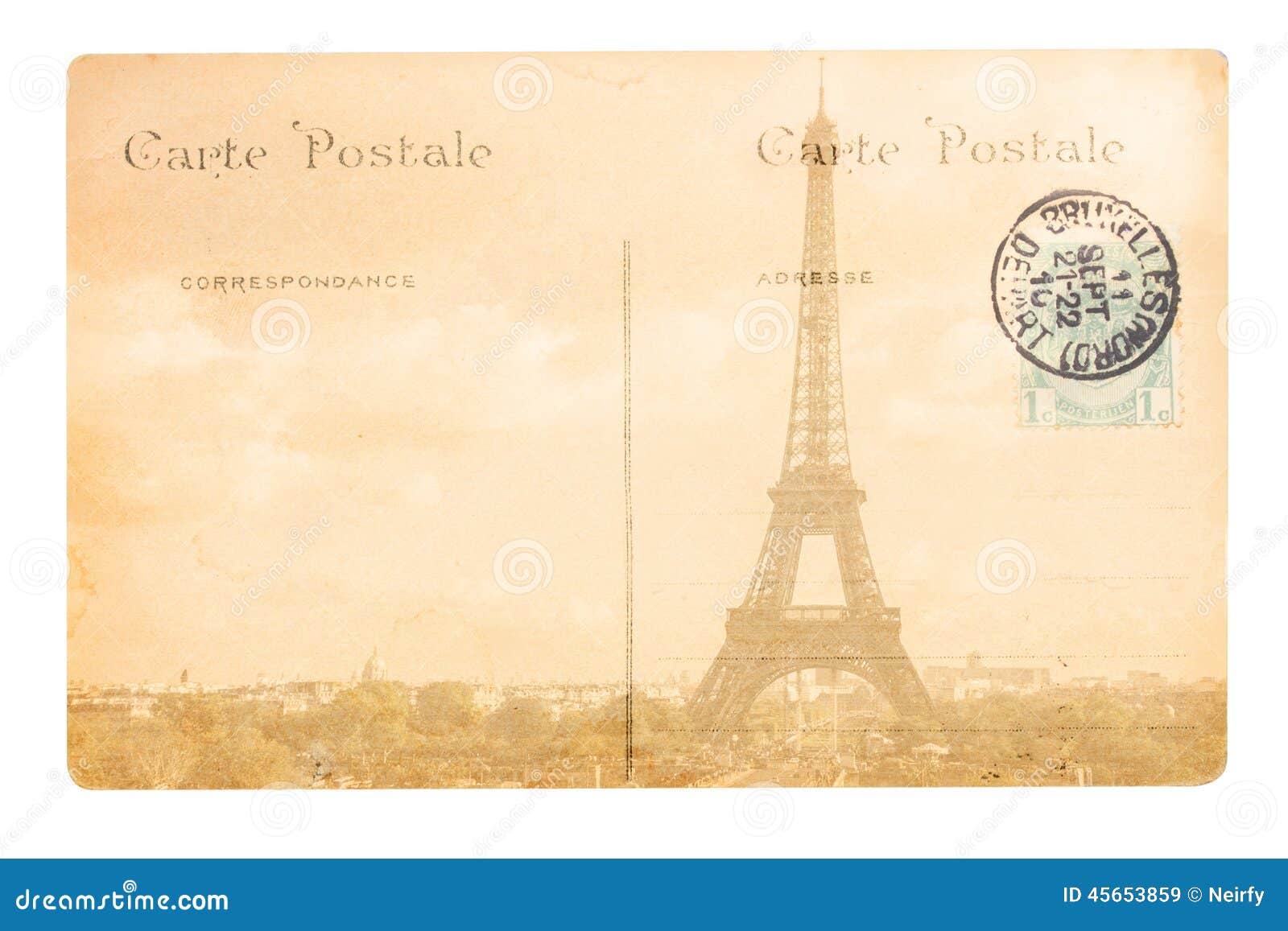 Alte Paris-Postkarte redaktionelles stockbild. Bild von antike - 45653859