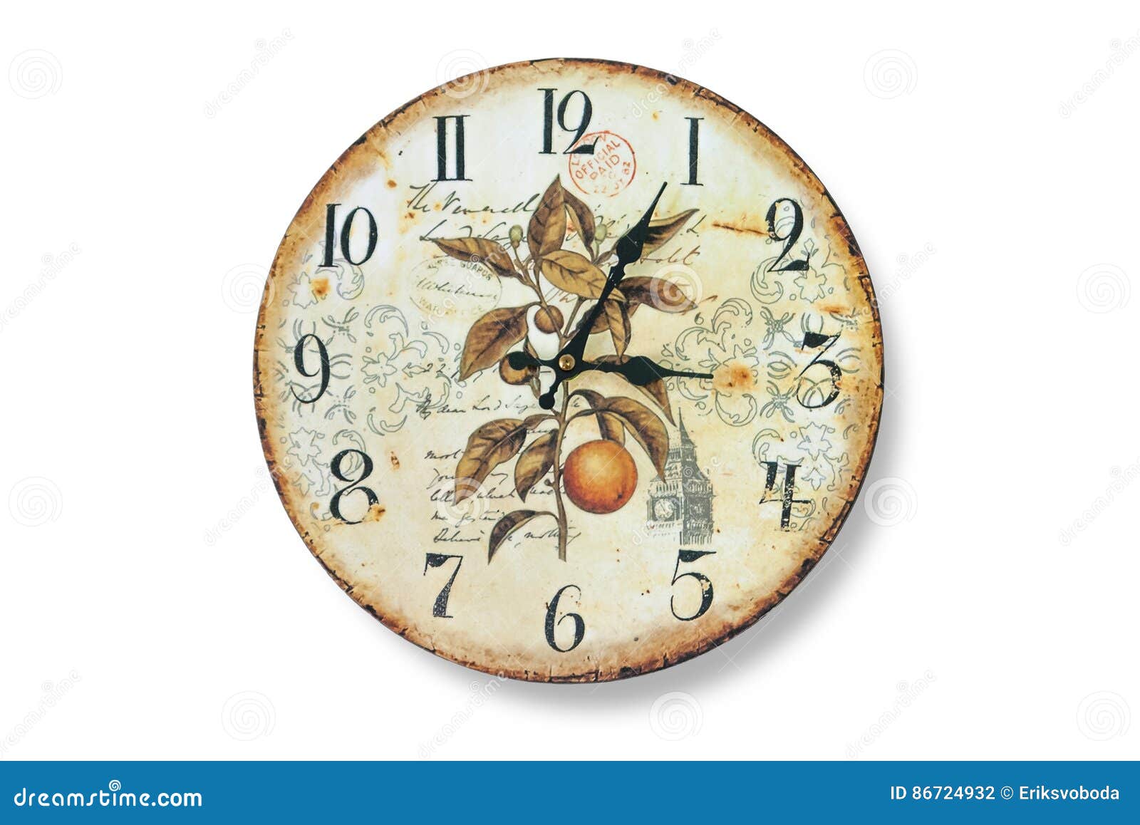 Alte Wanduhr Mit Dem Verblassen Und Rost Gegen Das Weiß Blichen Wände ... Alte Wanduhr Mit Dem Verblassen Und Rost Gegen Das Weiß Blichen Wände ...