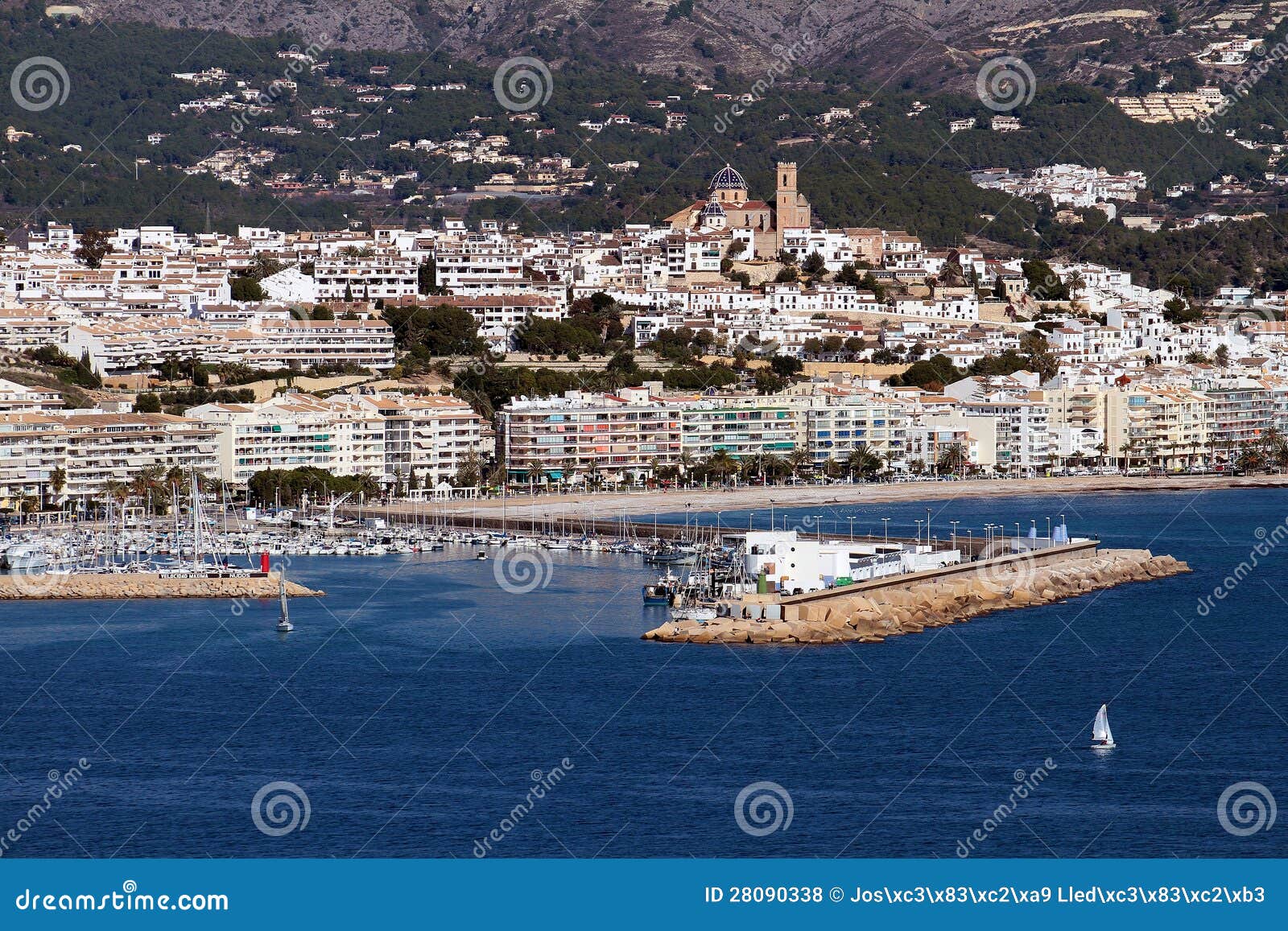 Altea Bay stock photo. Image of rocks, bather, mountain - 28090338